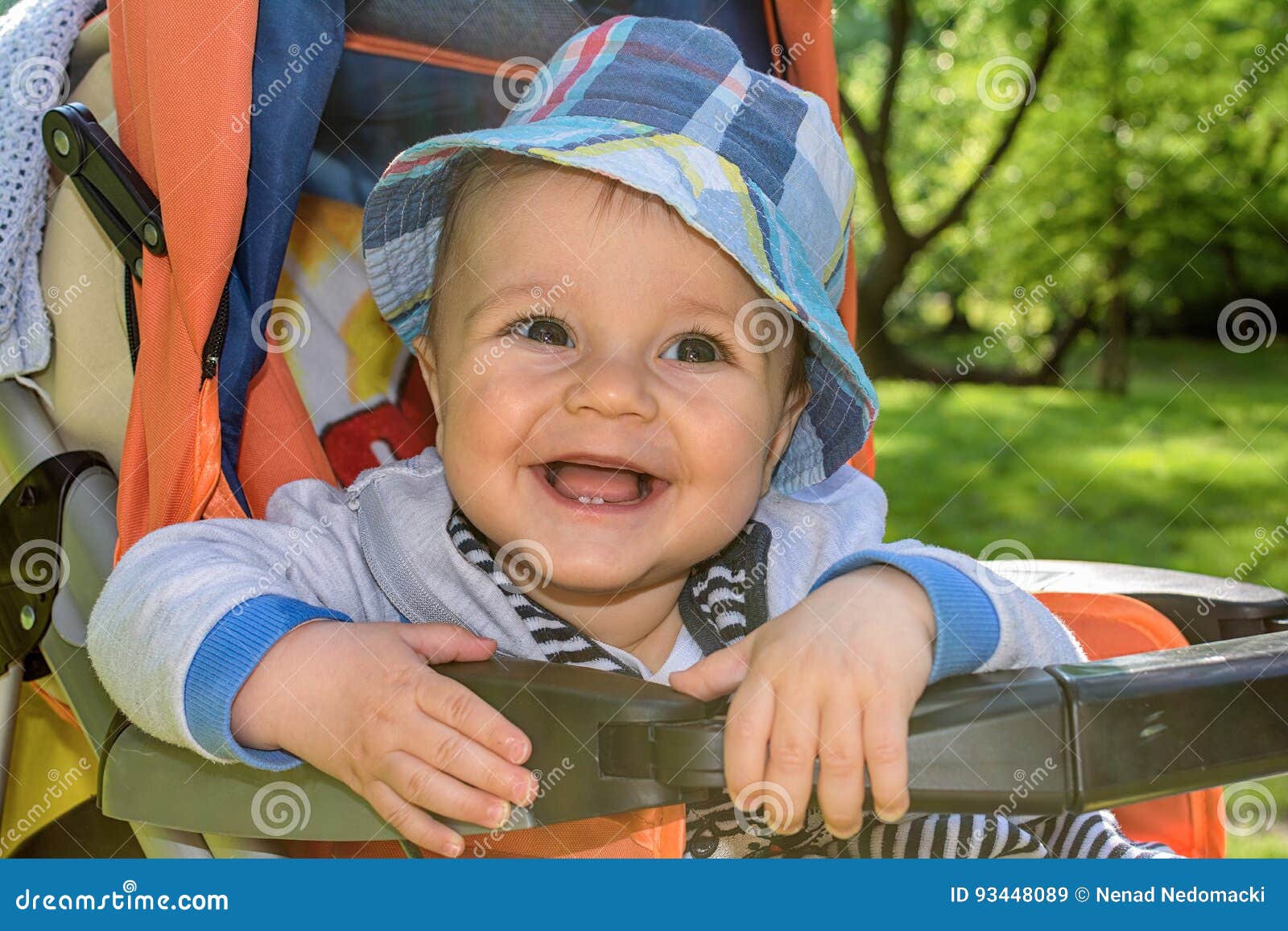 Cute Baby Boy in a Stroller Stock Image - Image of comfortable, healthy ...