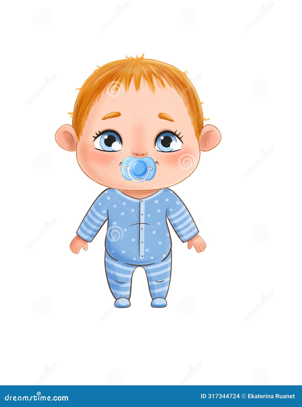 Cute Baby Boy Wearing Blue Sliders With Blue Pacifiers Stock ...