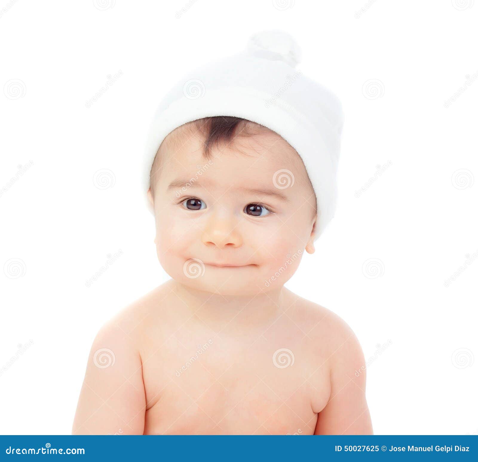 Cute baby with a cap stock image. Image of isolated, childhood - 50027625