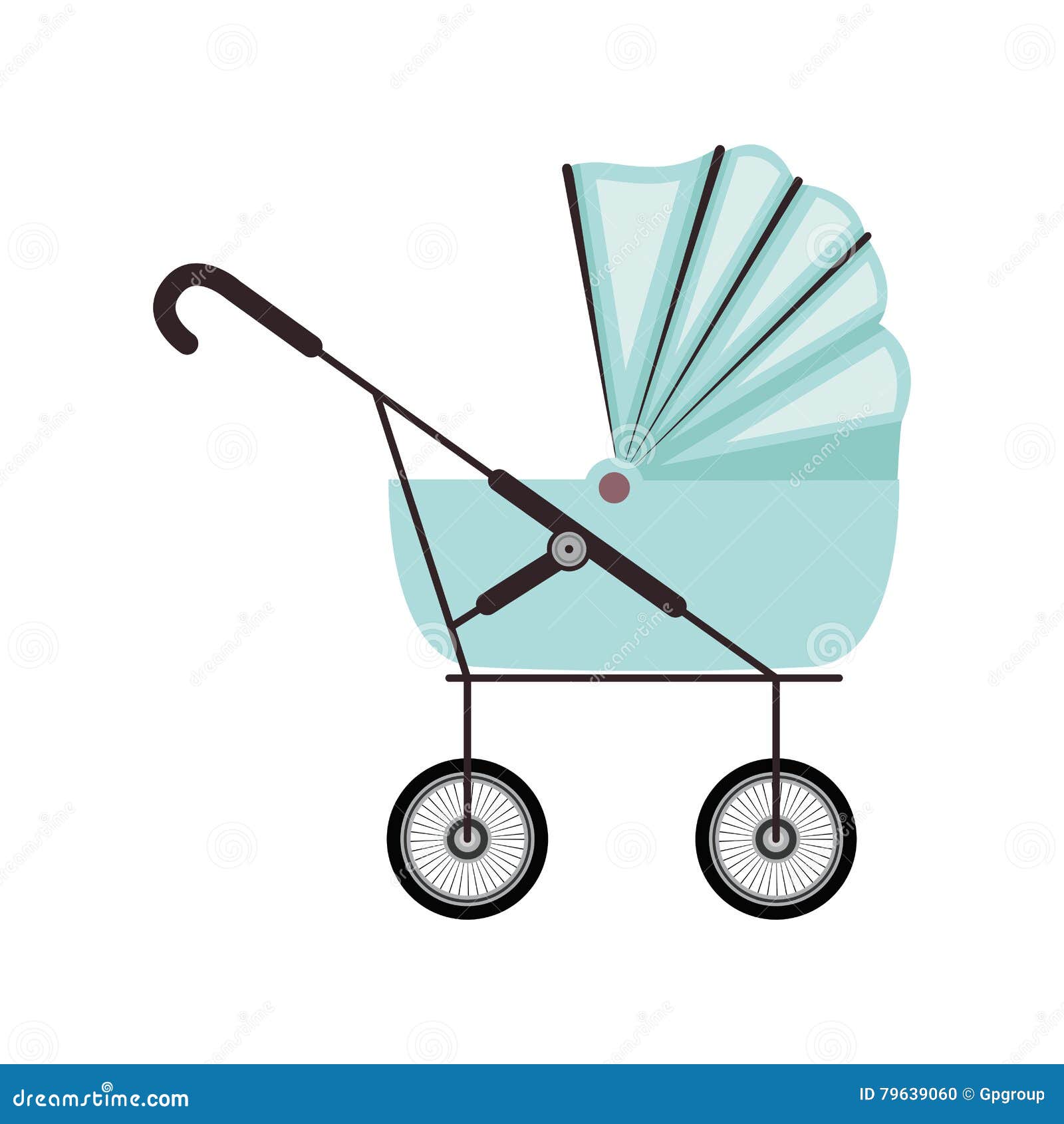 Cute Baby Carriage with Blue Soft Top Stock Vector - Illustration of ...