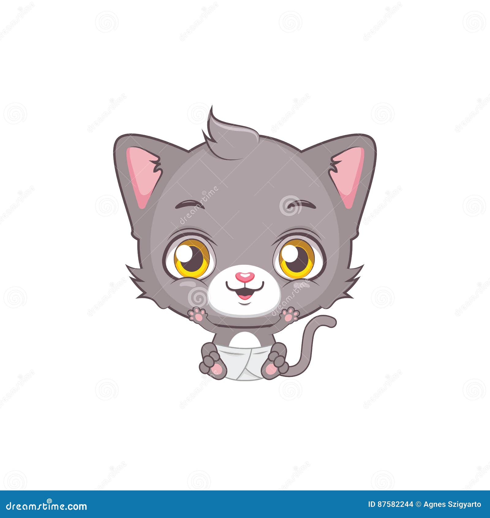Cute baby cat illustration stock vector. Illustration of cute - 87582244