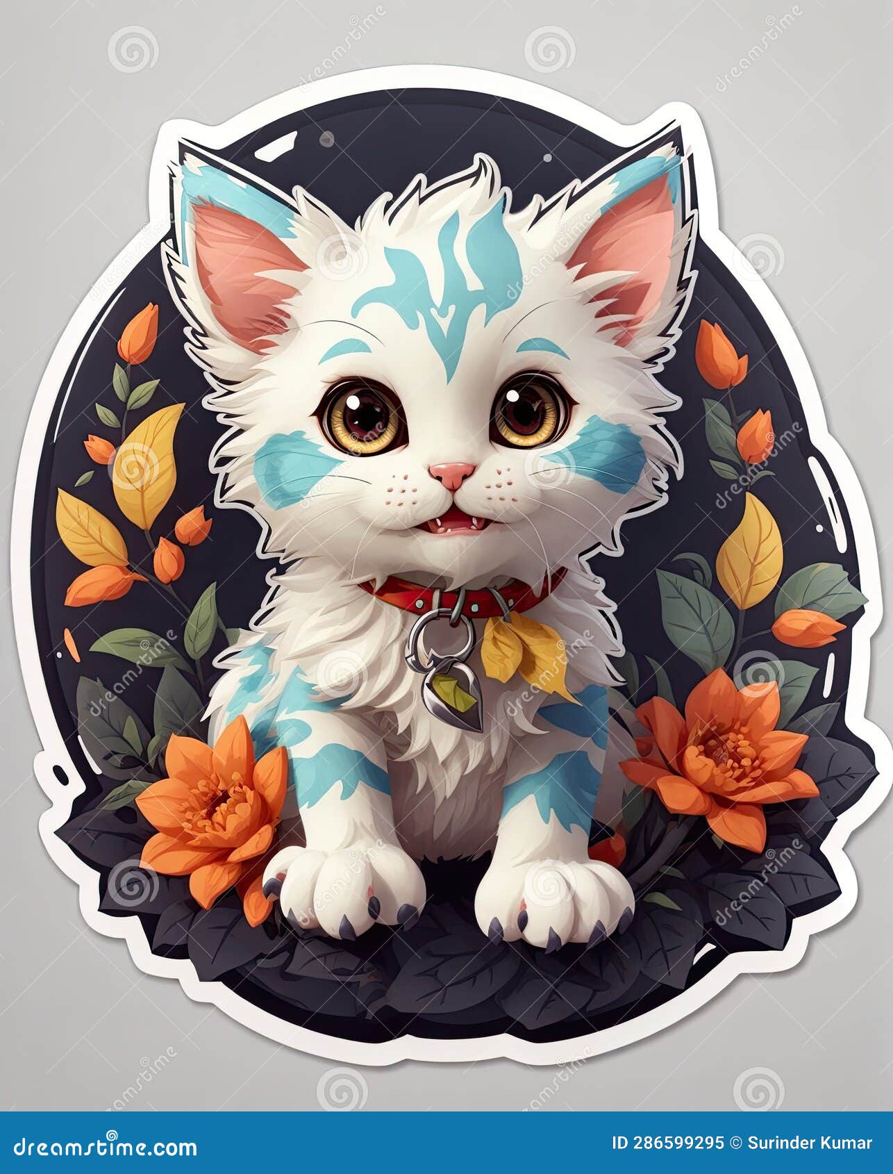 Cute baby cat stiker stock illustration. Illustration of cute - 286599295