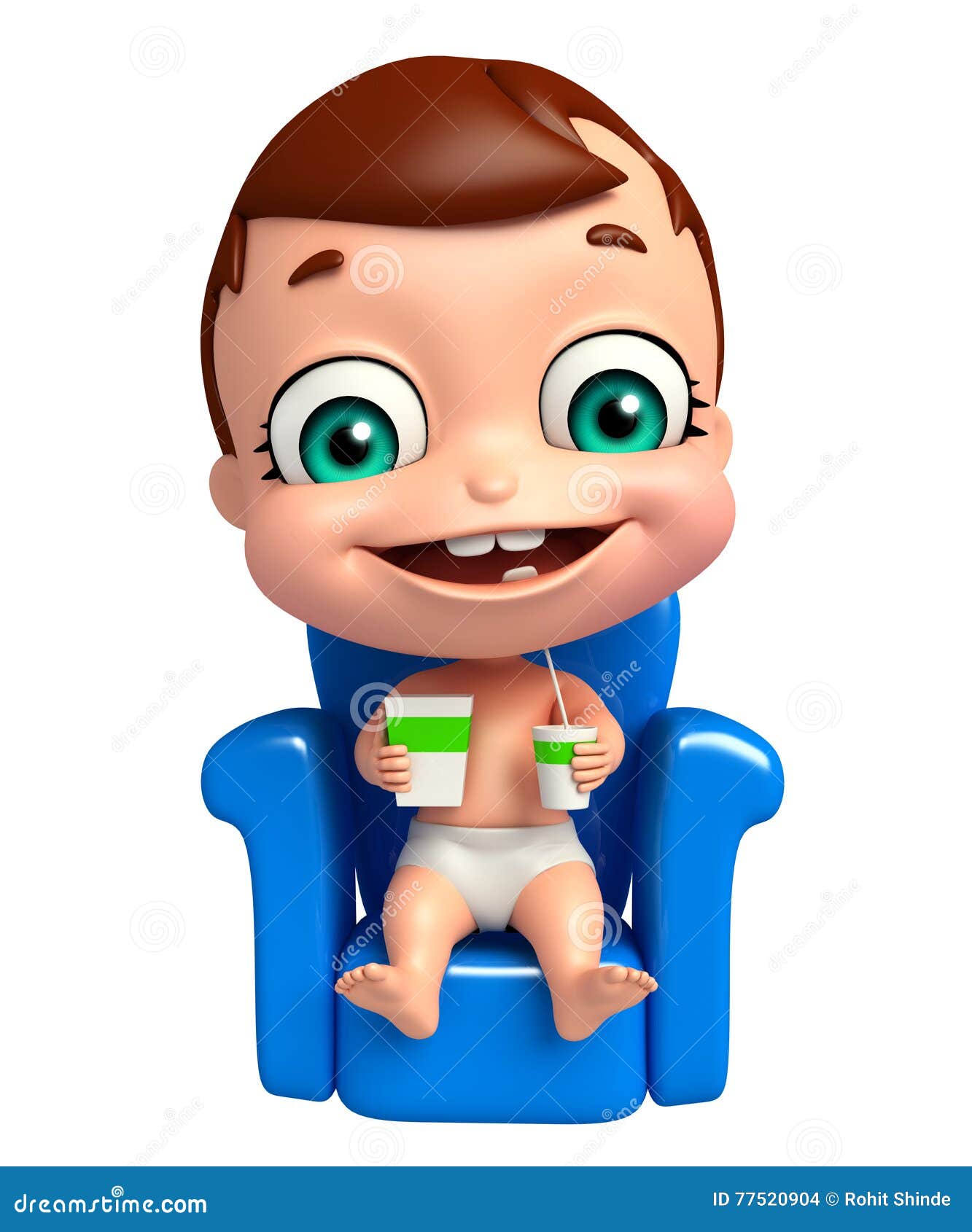 Cute baby with chair stock illustration. Illustration of character ...