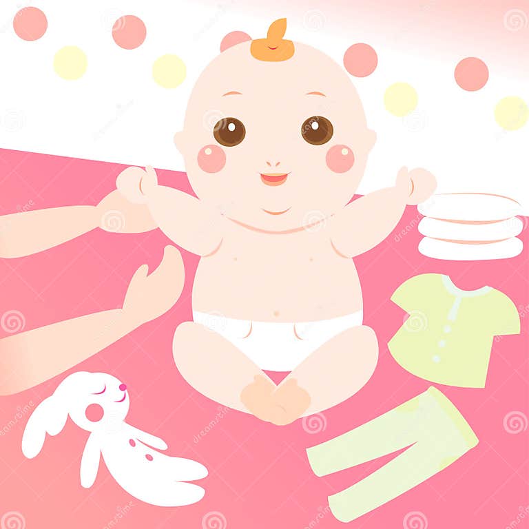 Cute baby changing clothes stock vector. Illustration of graphic - 21886347