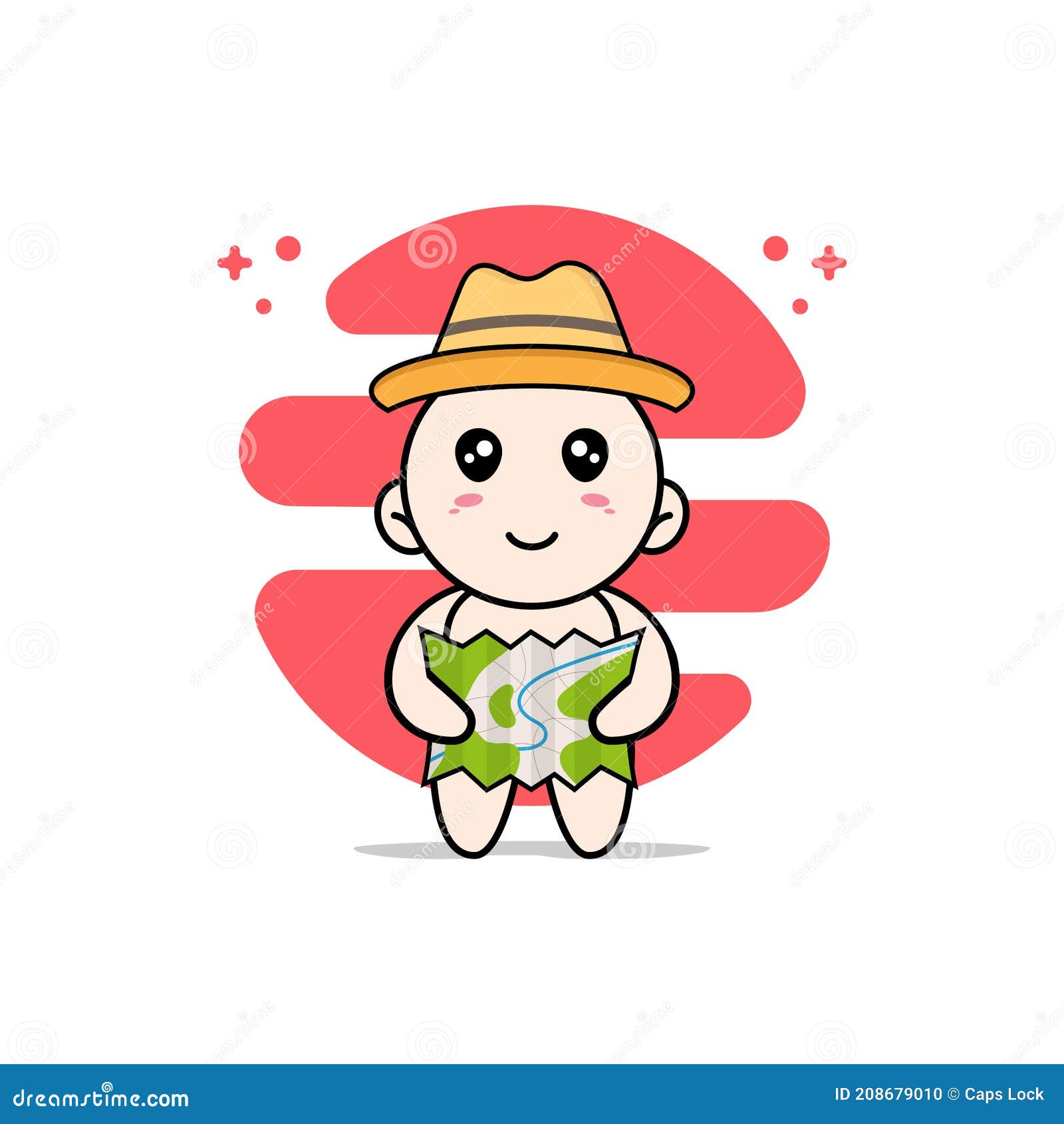 Cute Baby Character Holding Map Stock Vector - Illustration of funny ...