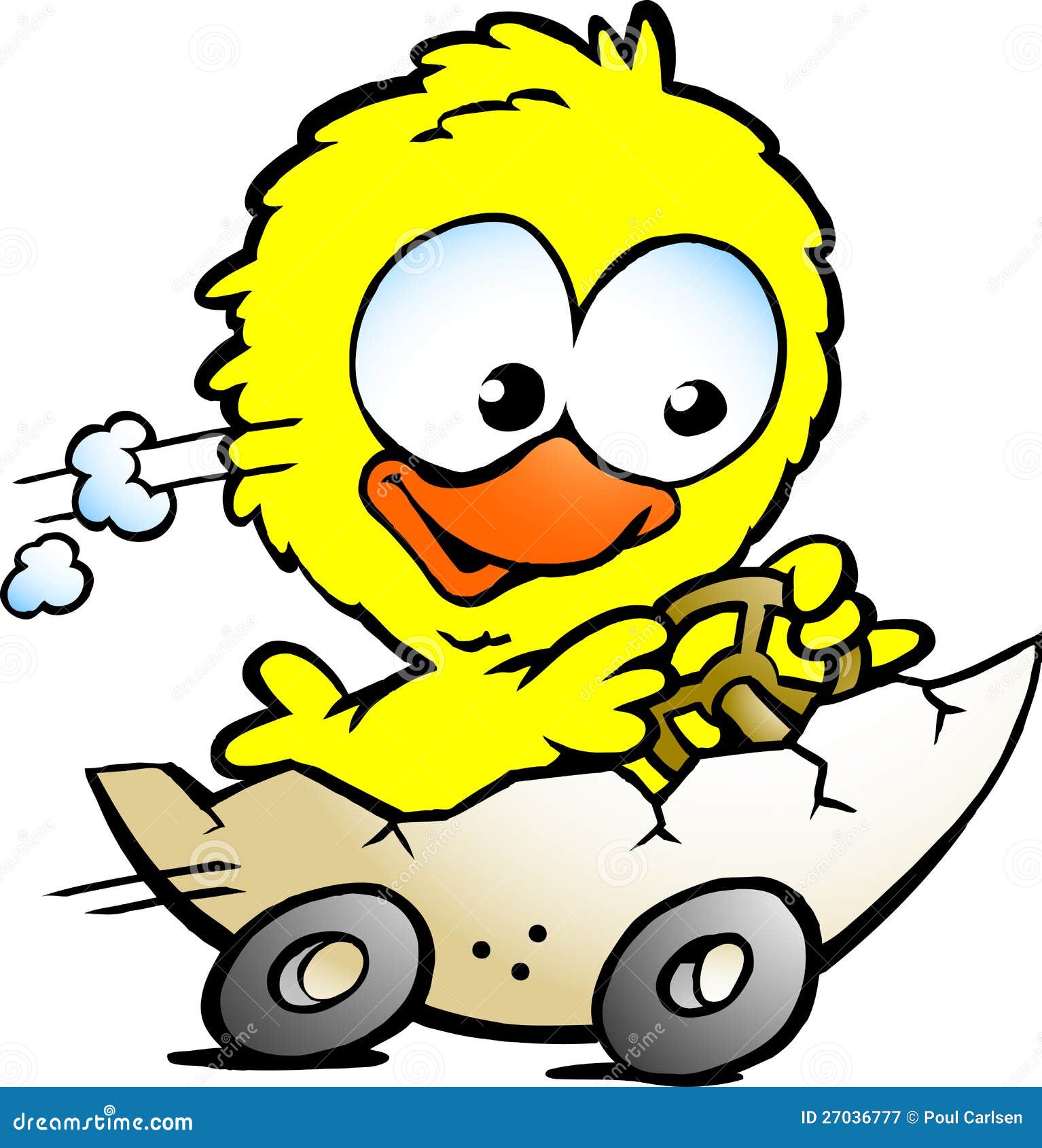 Cute Baby Chicken Driving in a Eggshell Stock Vector - Illustration of ...