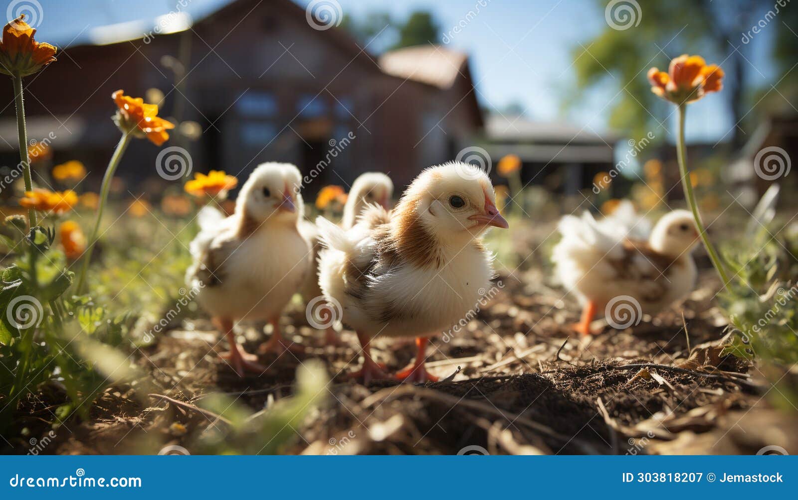 Cute Baby Chicken Hatching in Green Meadow, Surrounded by Nature ...