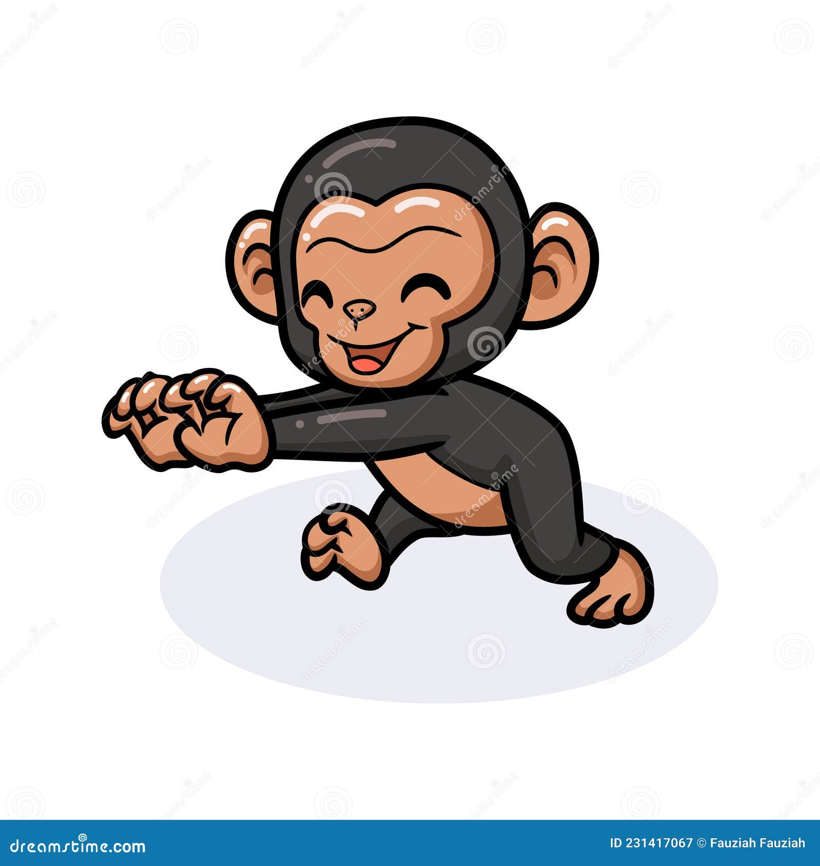 Cute Baby Chimpanzee Cartoon Posing Stock Vector - Illustration of ...