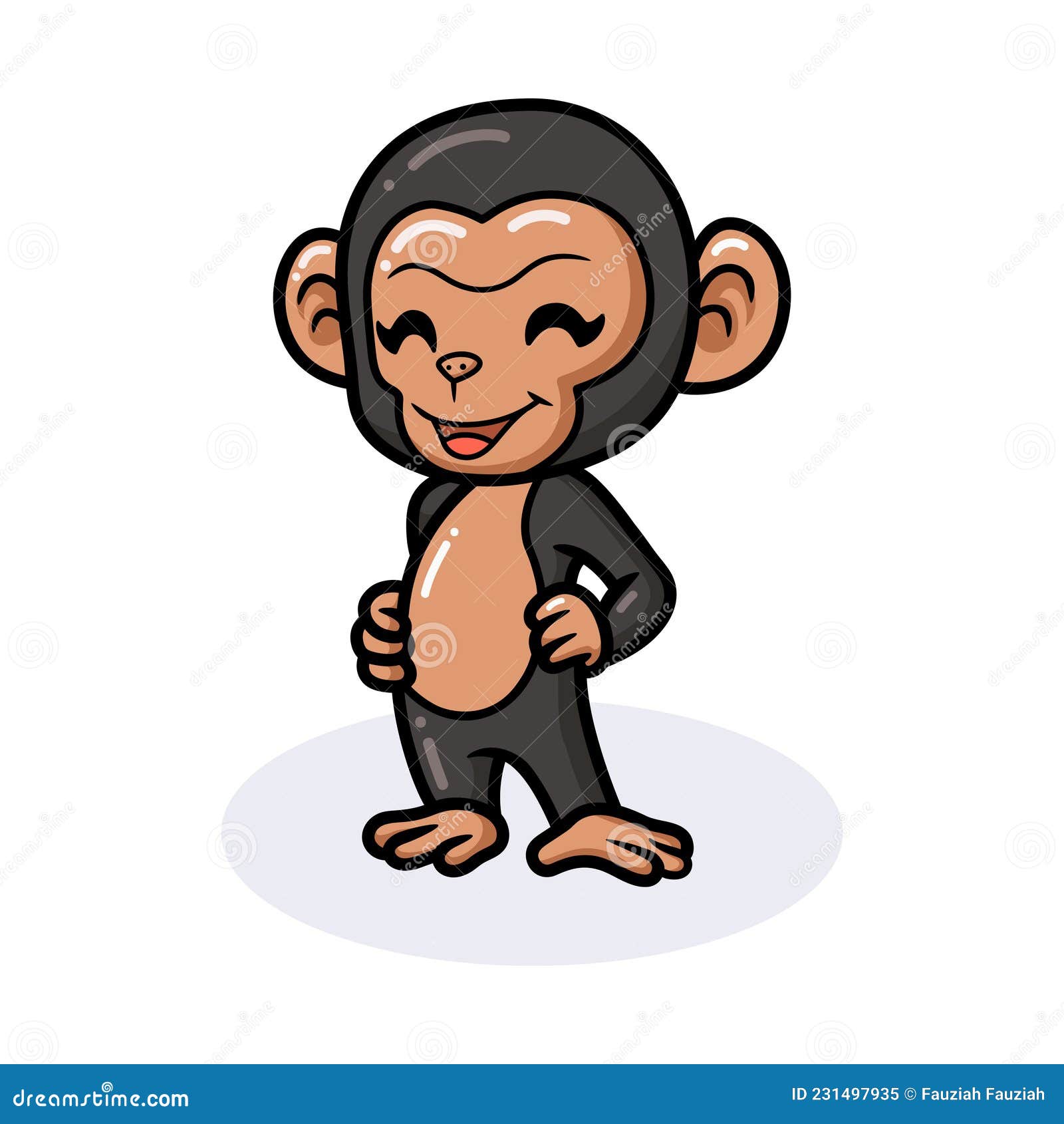 Cute Baby Chimpanzee Cartoon Standing Stock Vector - Illustration of ...