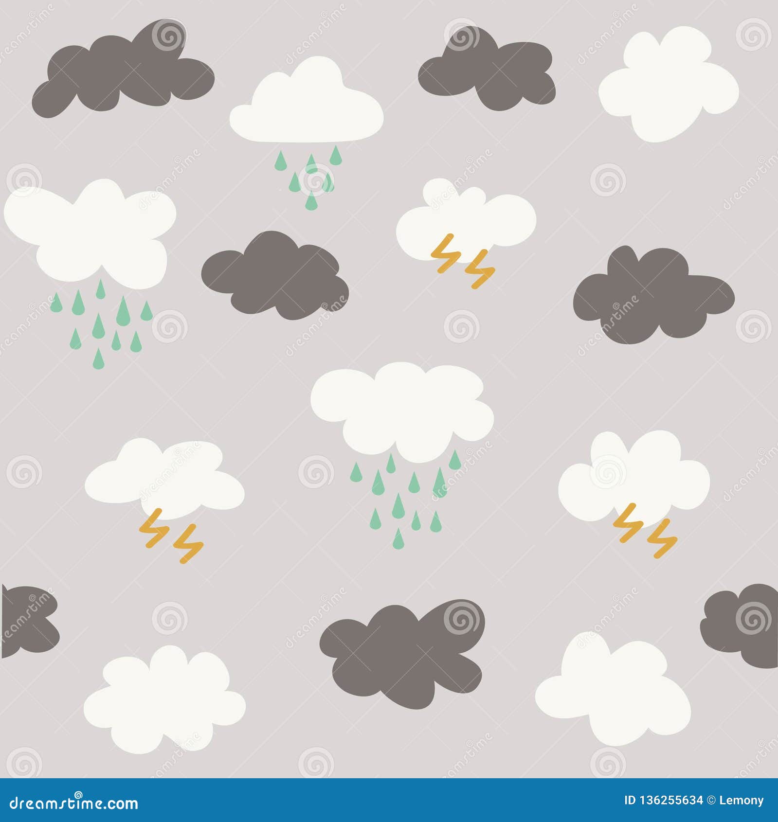 Cute Baby Cloud Pattern Vector Seamless Stock Vector - Illustration of ...