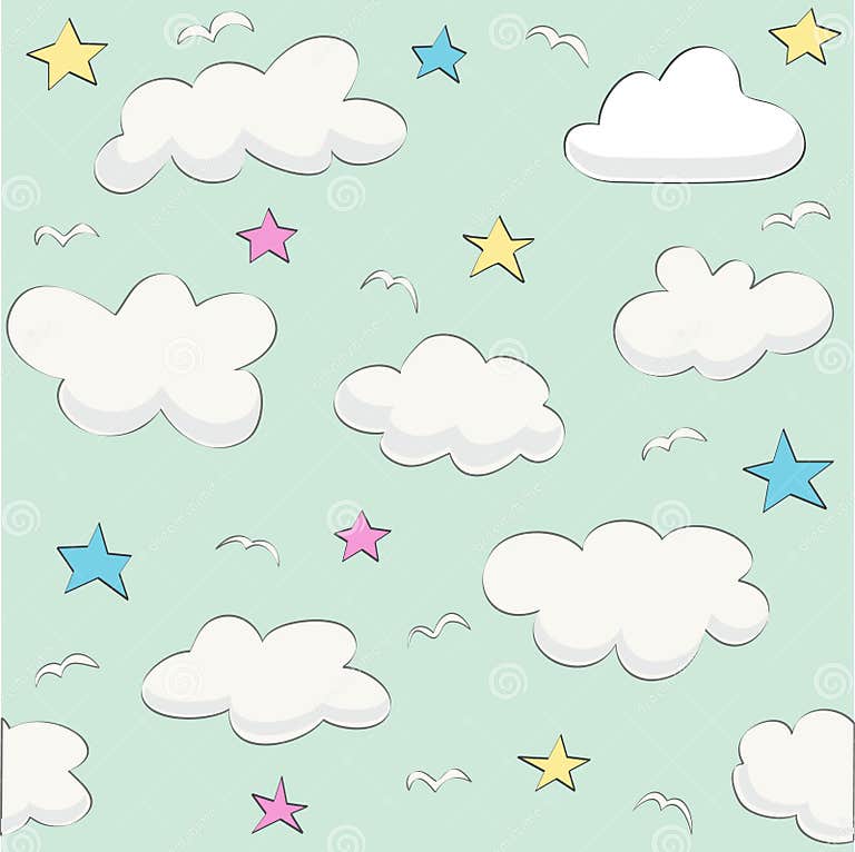 Cute Baby Cloud Pattern Vector Seamless Stock Vector - Illustration of ...