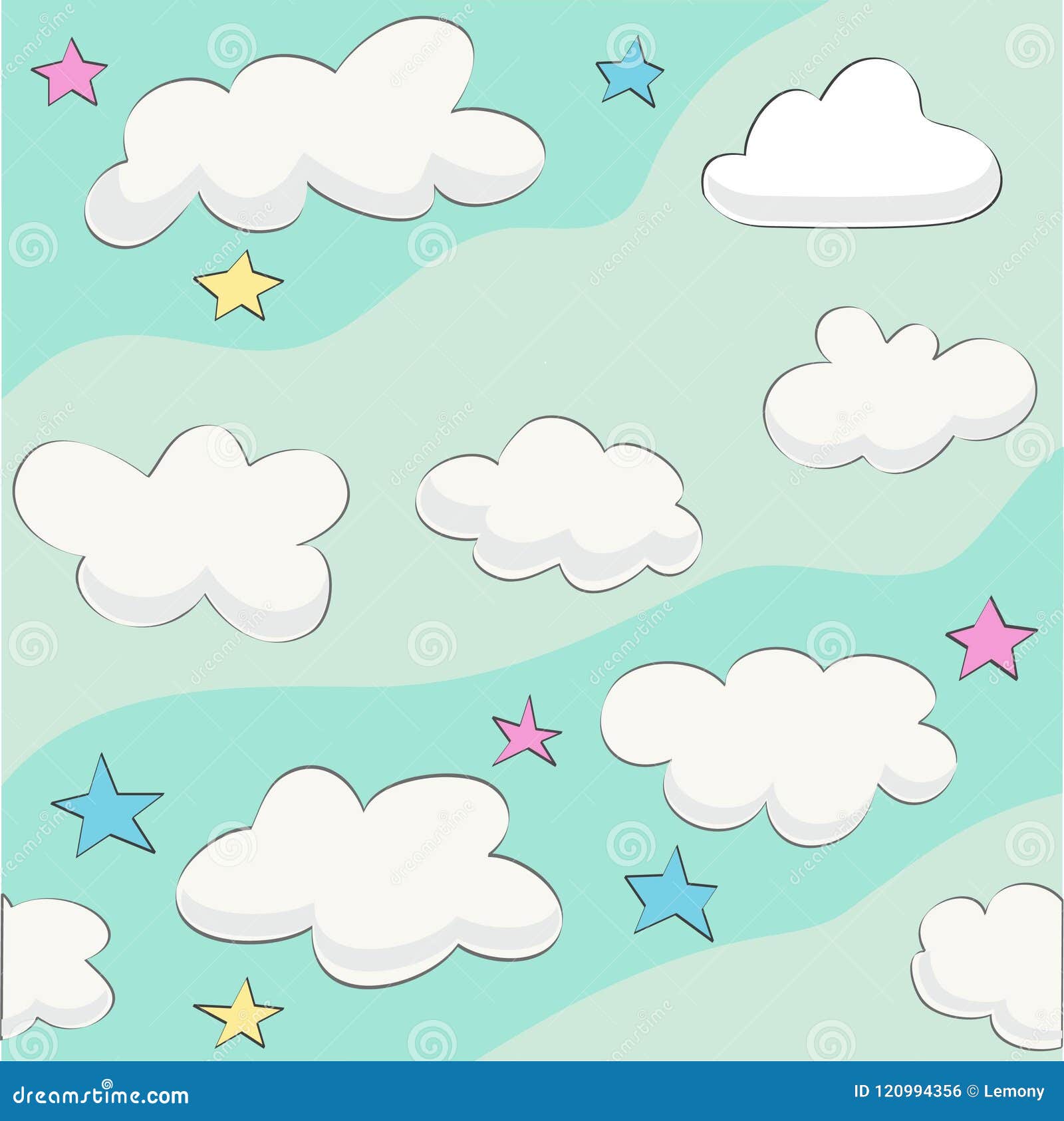 Cute Baby Cloud Pattern Vector Seamless Stock Vector - Illustration of ...