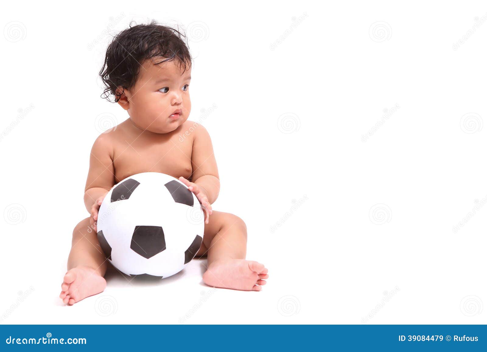 Cute Baby Cry with Ball on White Stock Image - Image of baby, adorable ...