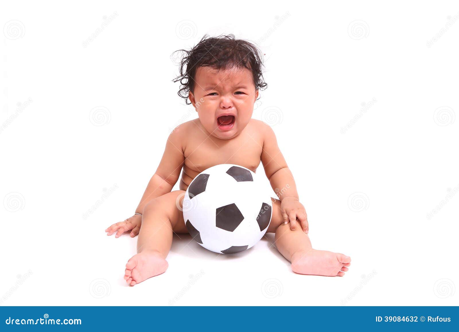 Cute Baby Cry with Ball on White Stock Photo - Image of nice, asia ...