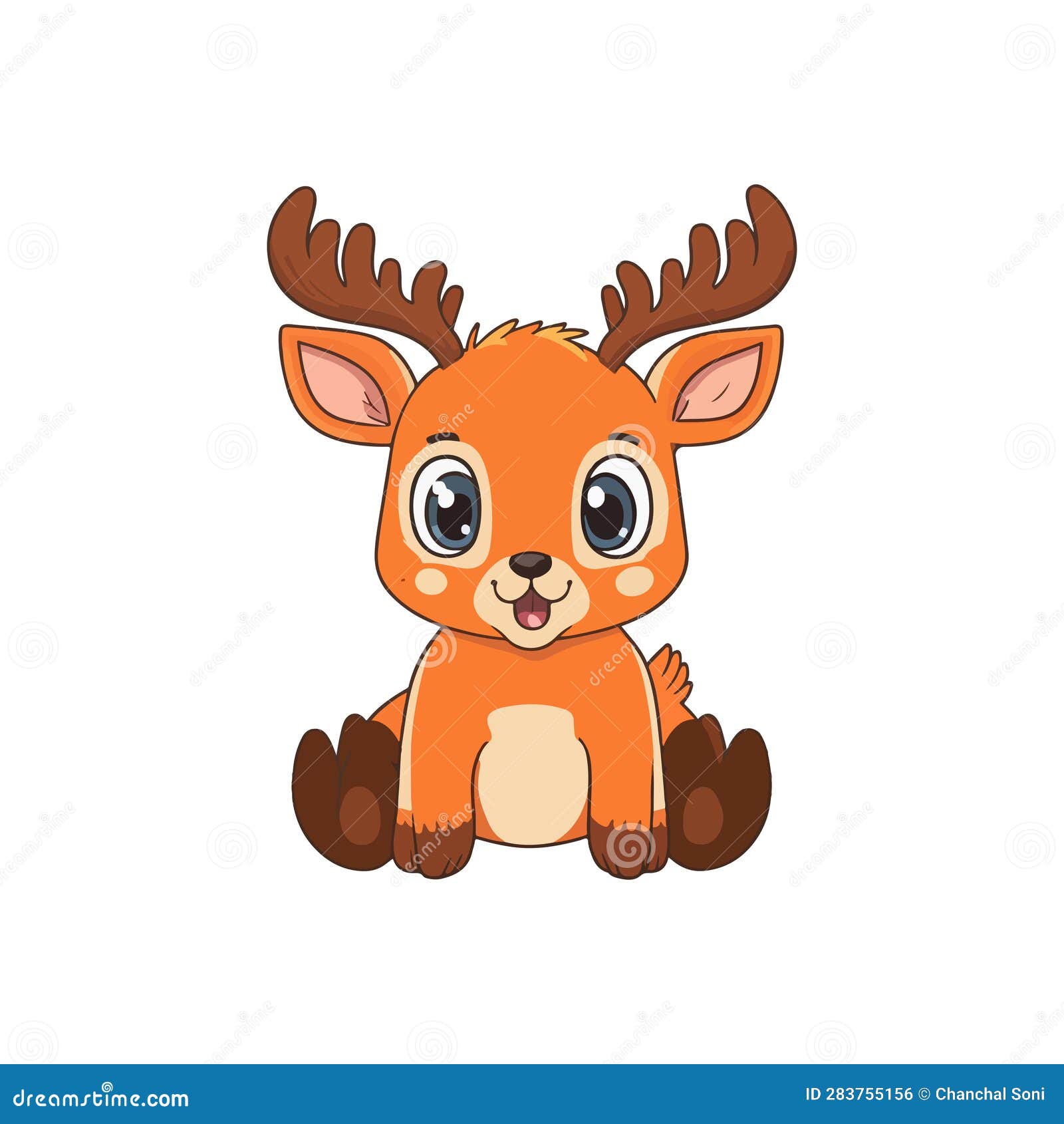 Cute Baby Deer Cartoon Vector Stock Illustration - Illustration of ...
