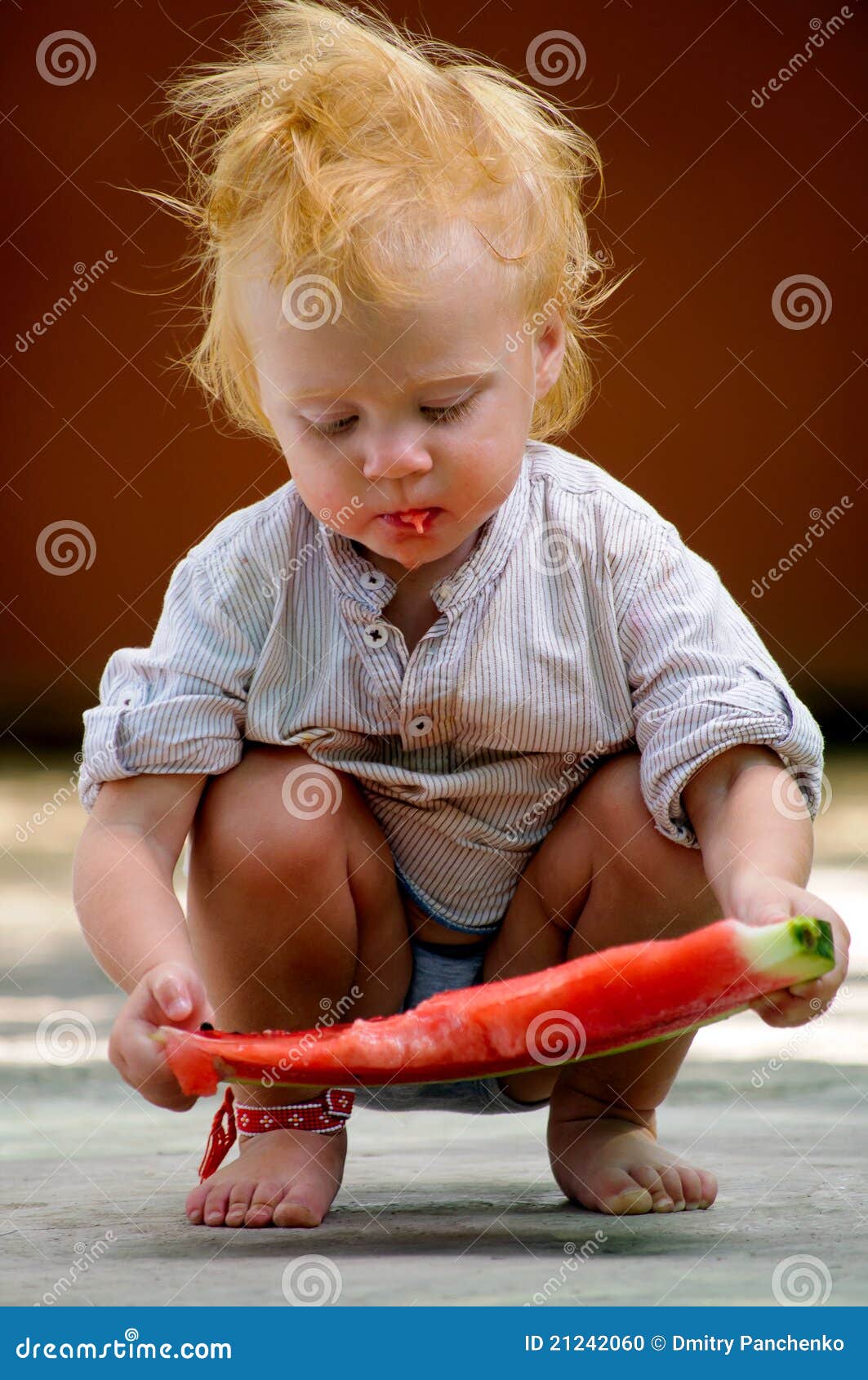 Cute Baby with a Delicious Melon Stock Photo - Image of cute, happy ...