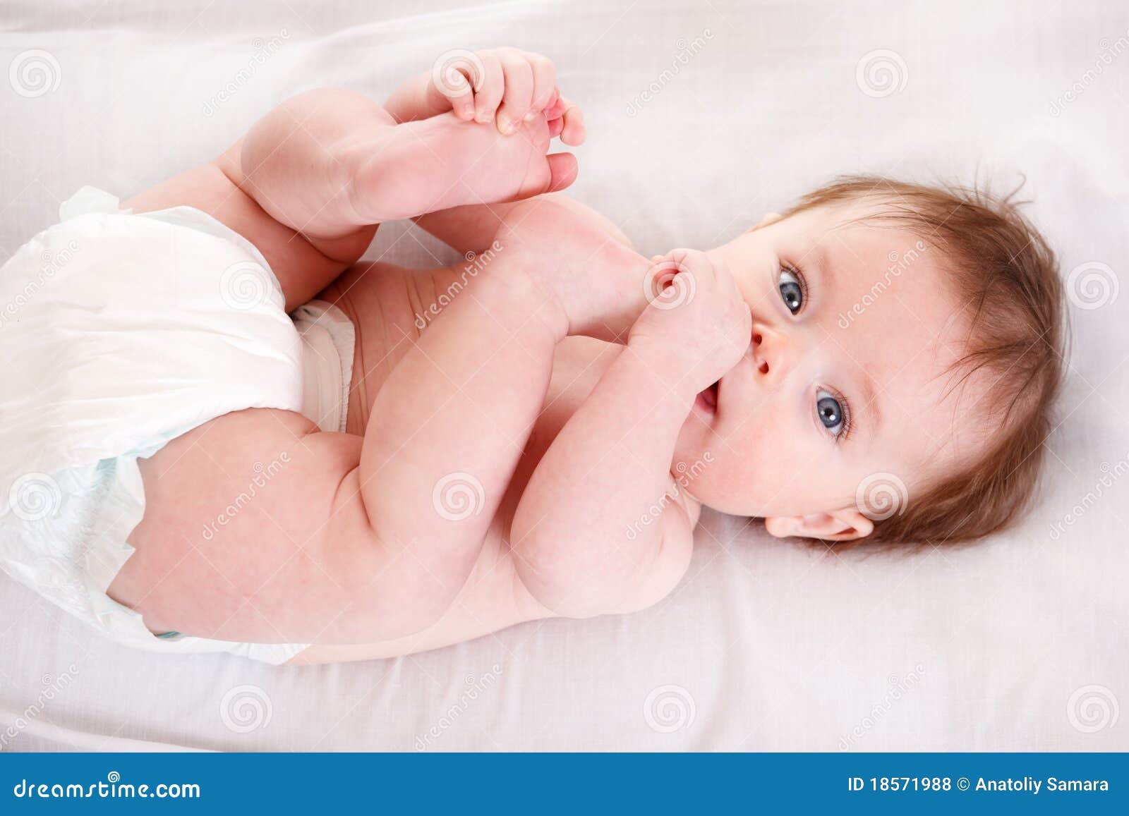 Cute baby in diaper stock photo. Image of blanket, beautiful - 18571988