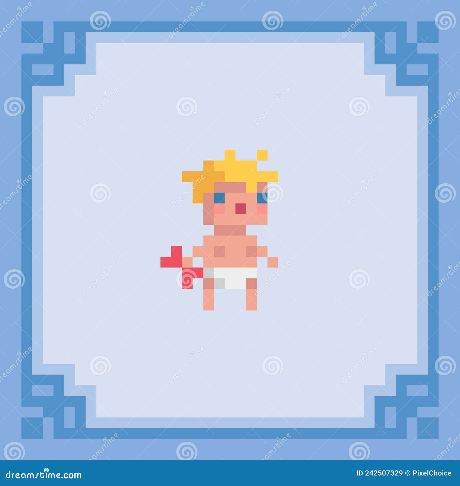 Cute Baby in Diaper. Pixel Art Character Stock Vector - Illustration of ...