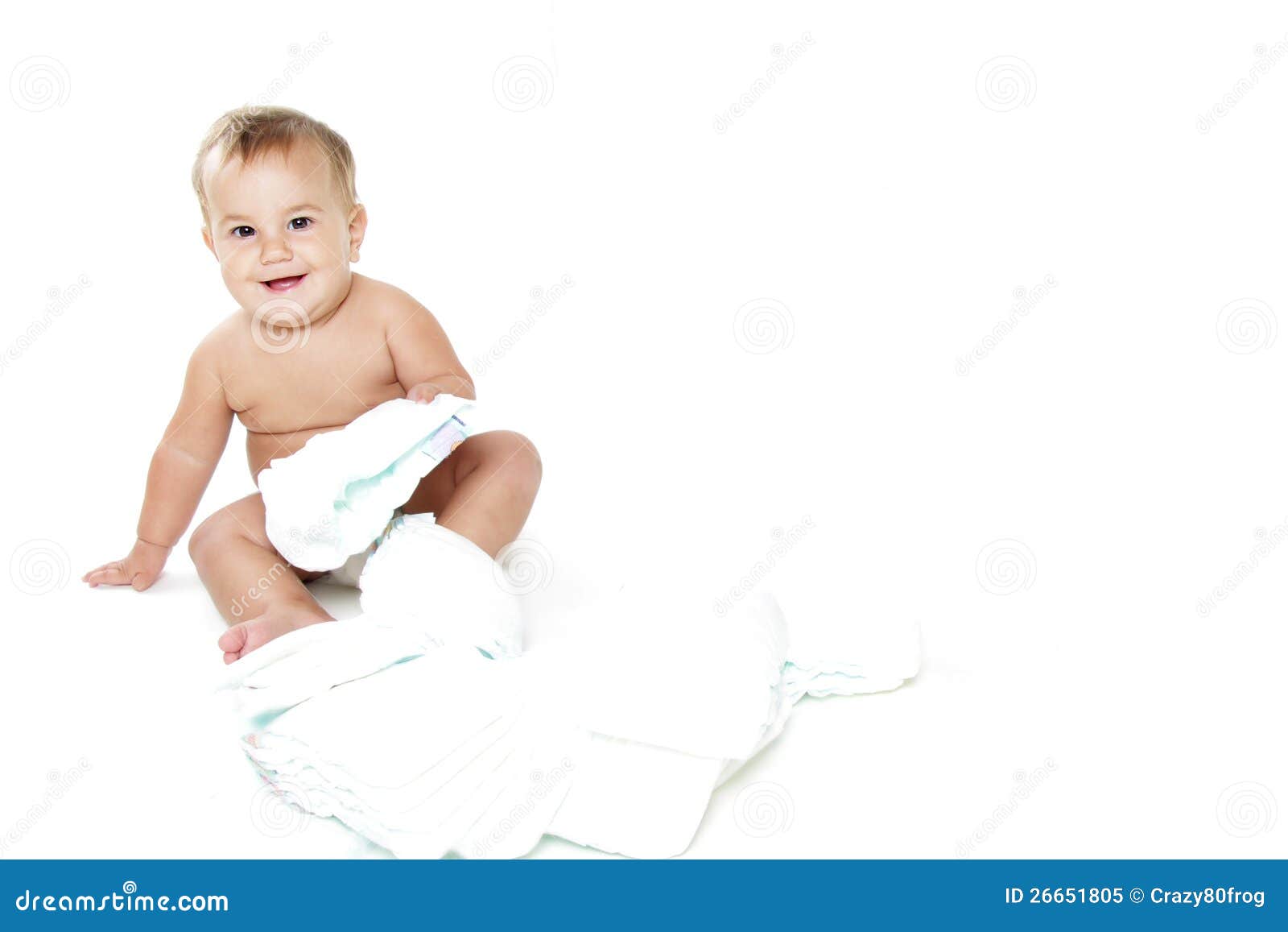 Cute baby with diapers stock image. Image of baby, infant - 26651805