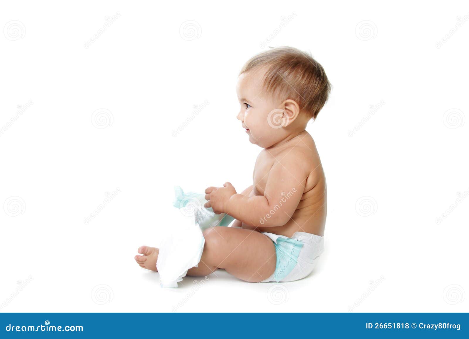 Cute baby with diapers stock photo. Image of isolated - 26651818