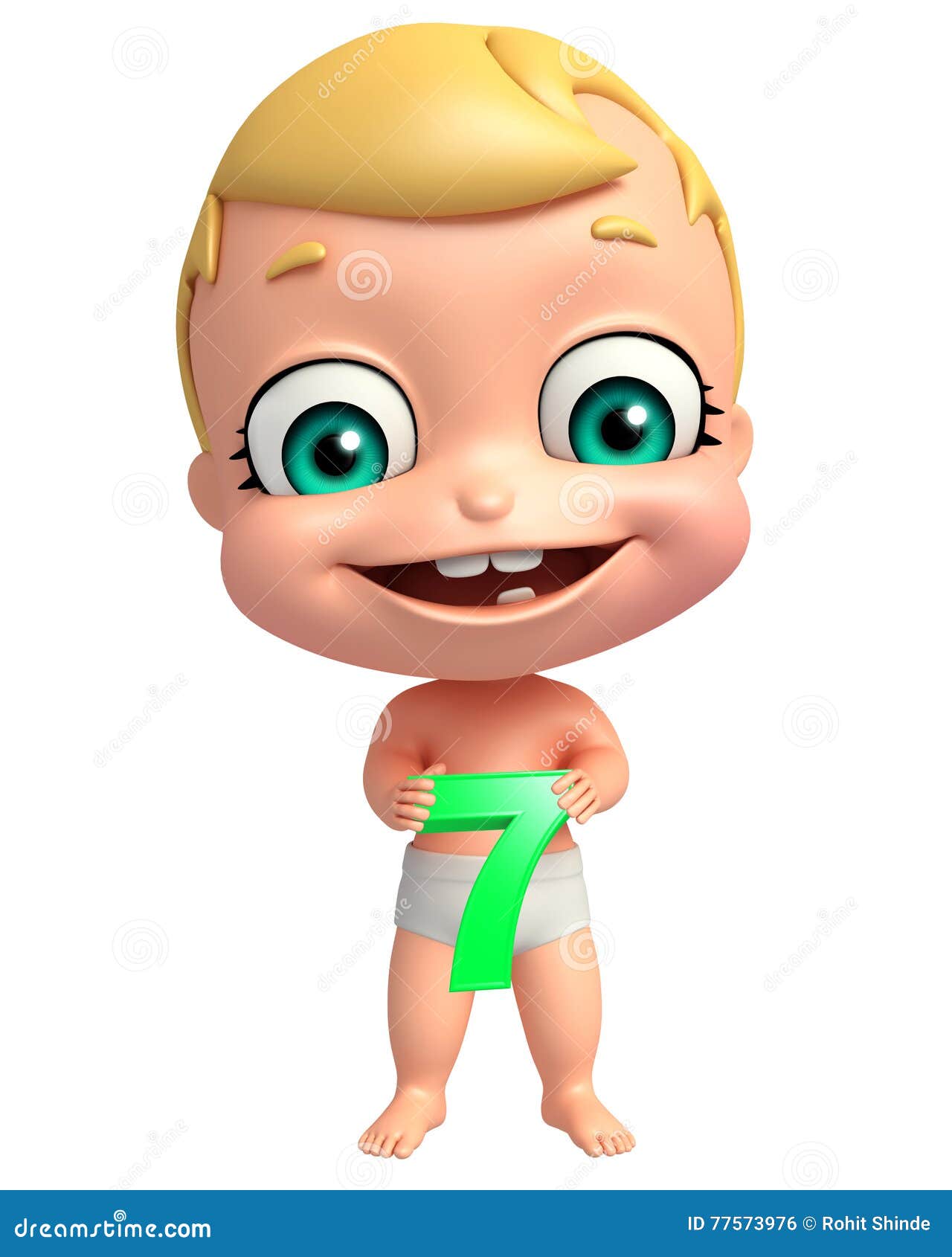 Cute baby with Digit 7 stock illustration. Illustration of happy - 77573976