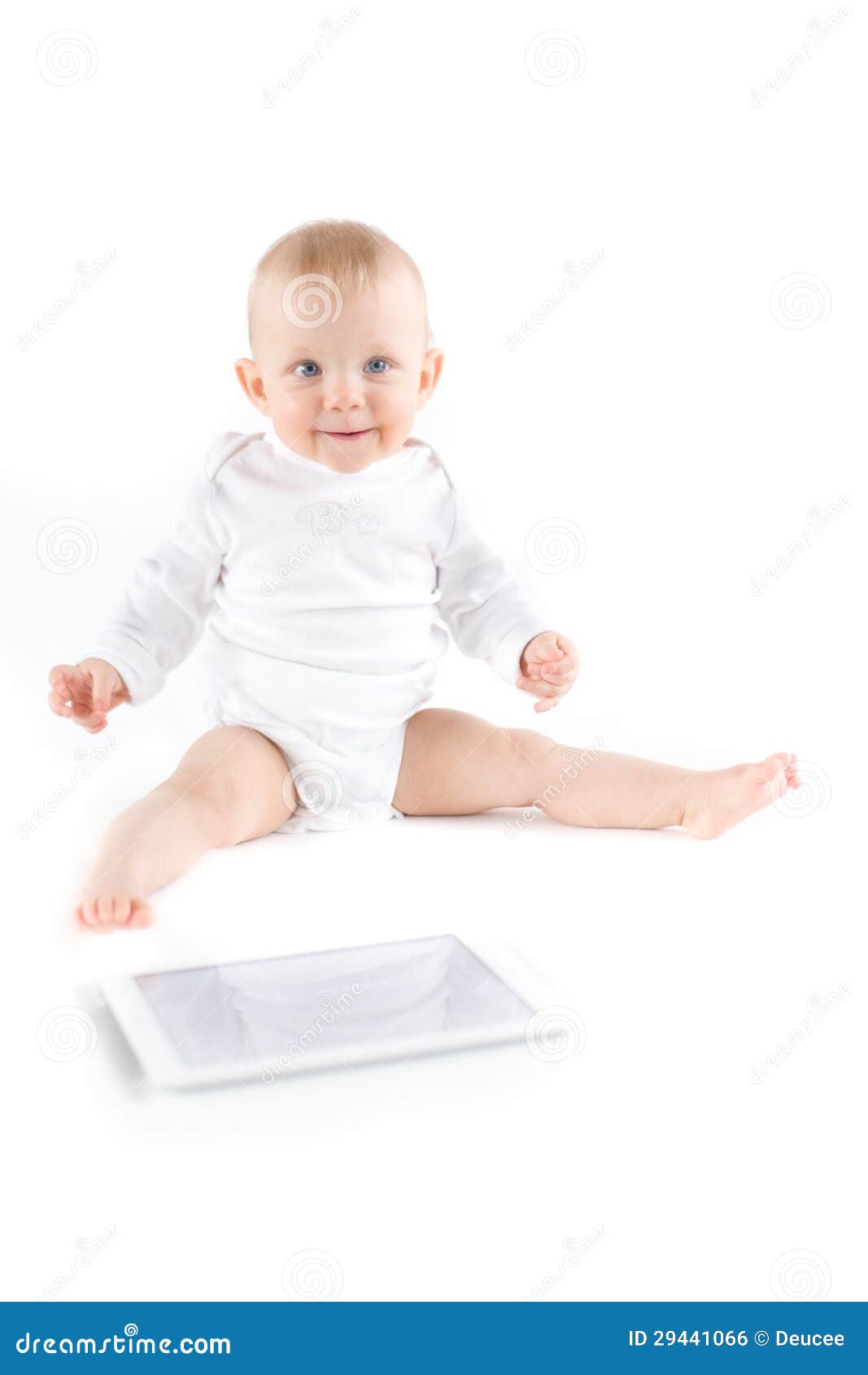 Cute Baby with Digital Tablet Stock Photo - Image of expression ...