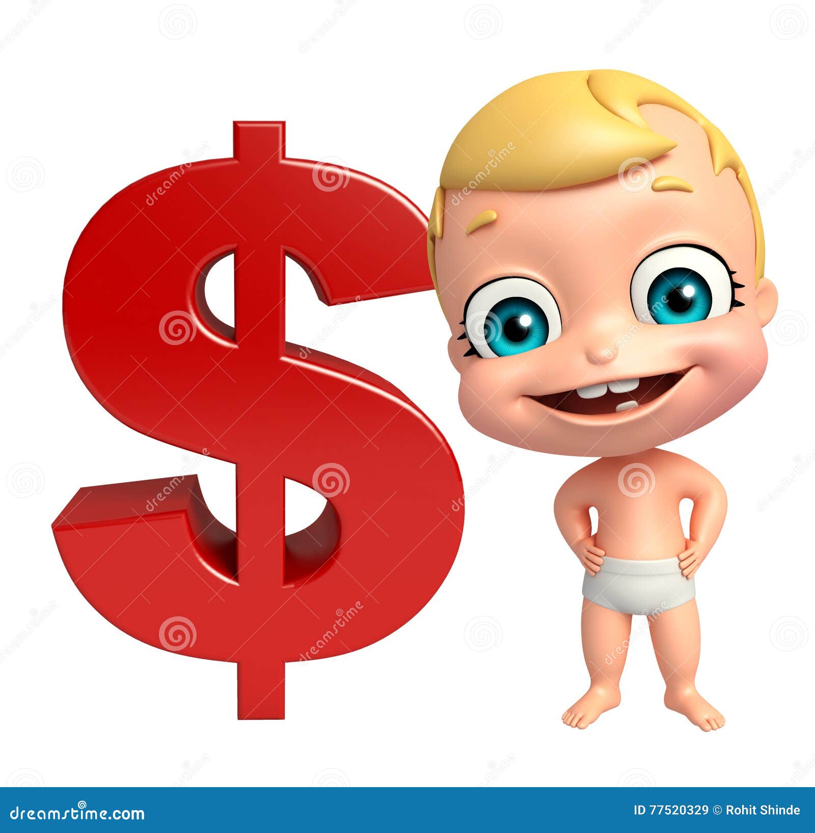 Cute baby with Dollar sign stock illustration. Illustration of activity ...