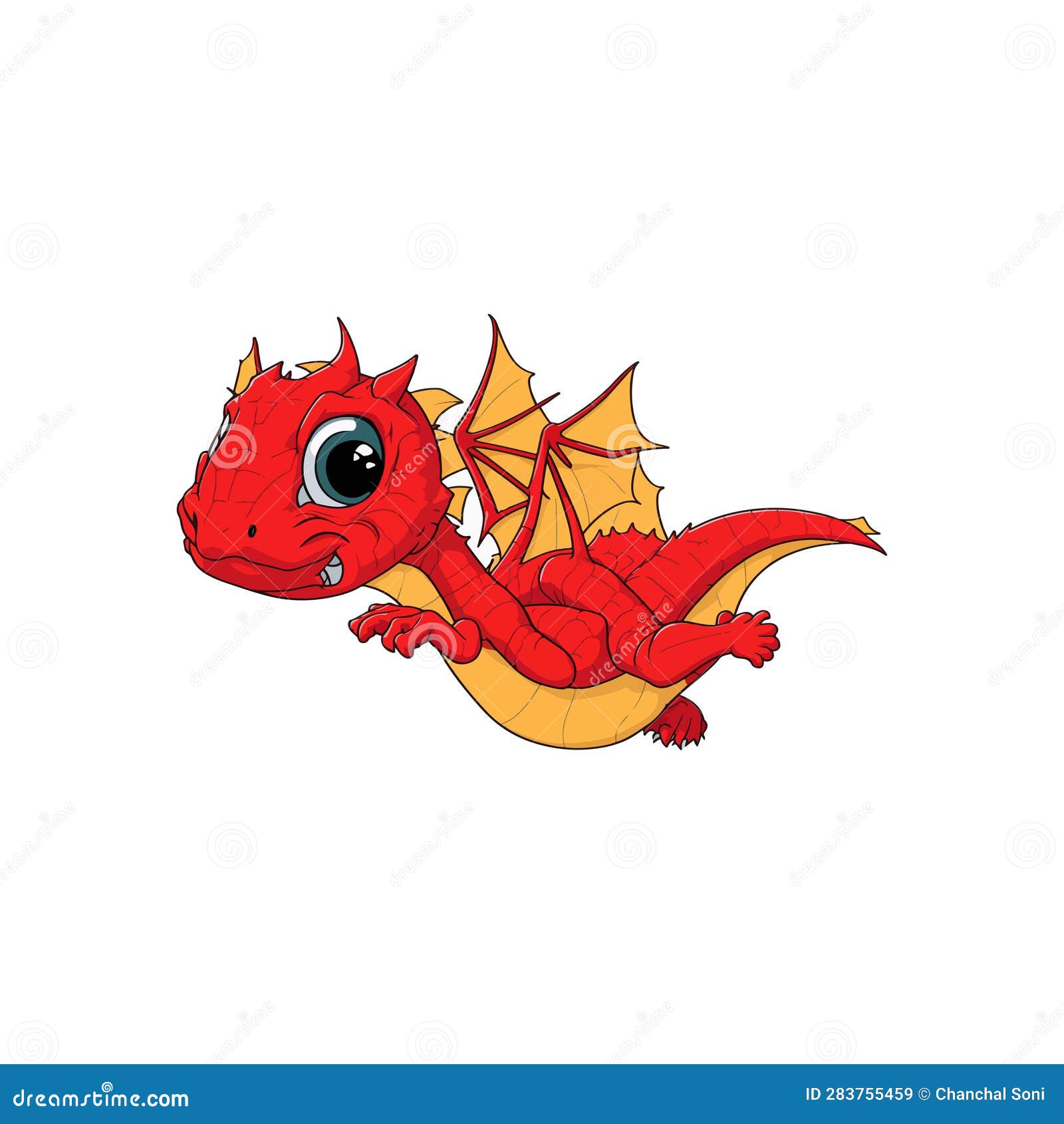 Cute Baby Dragon Flying Cartoon Stock Illustration - Illustration of ...
