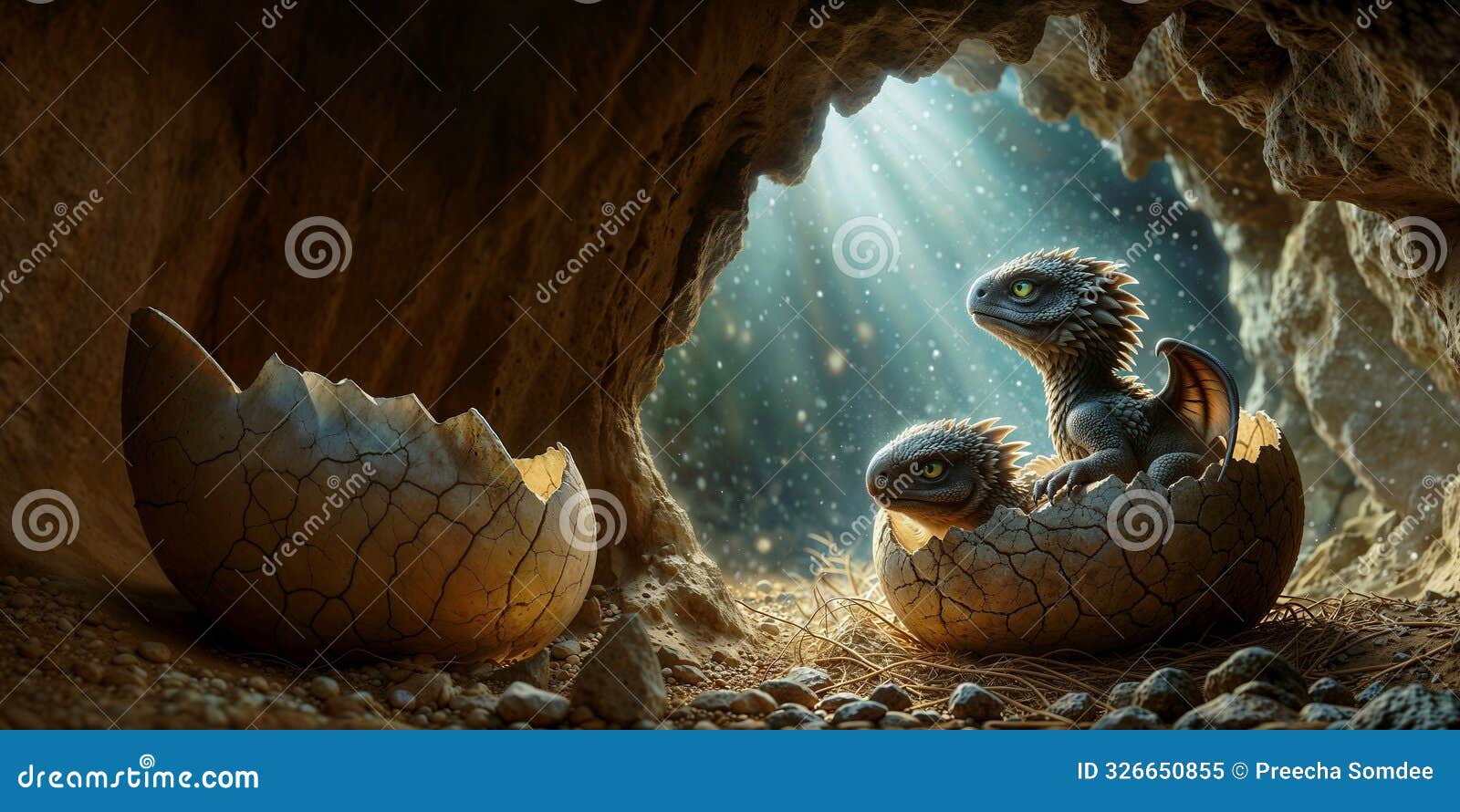 Cute Baby Dragon Hatching from an Egg in Winter, Dragon Wallpaper ...