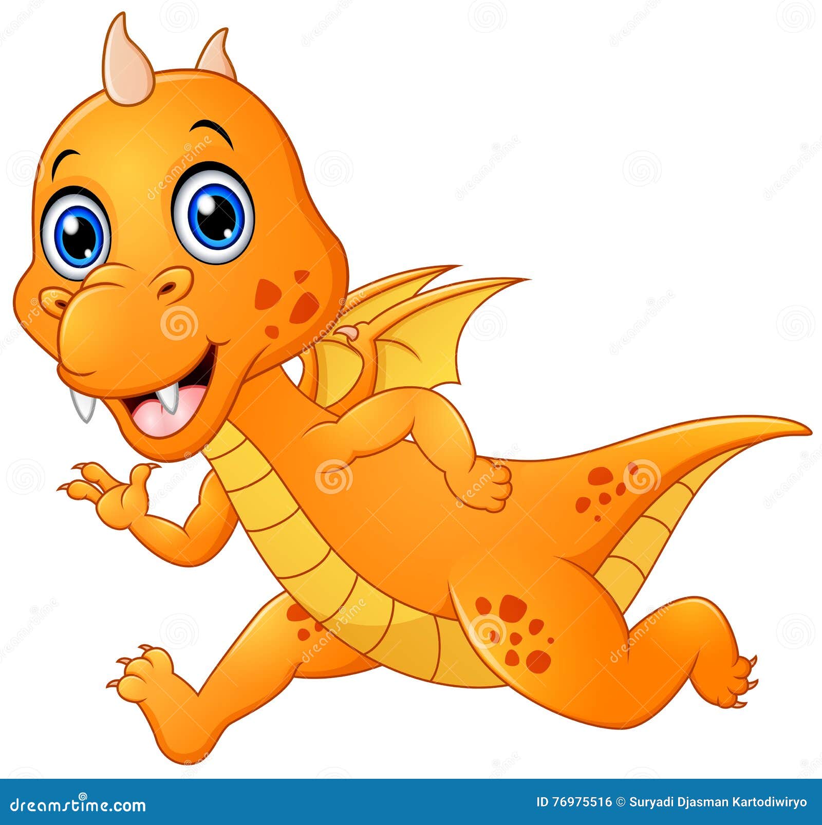 Cute baby dragon running stock vector. Illustration of comic - 76975516