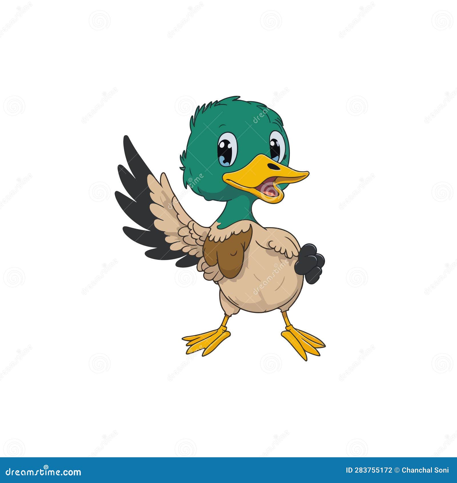 Cute Baby Duck Cartoon Cartoon Duck Presenting with His Wing Stock ...