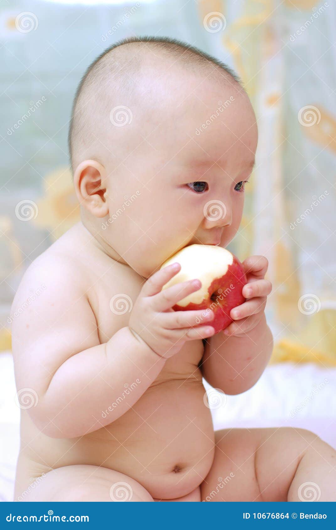 Cute baby eat apple stock photo. Image of cute, baby - 10676864