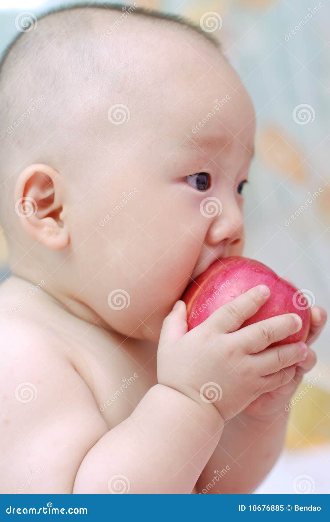 Cute baby eat apple stock image. Image of open, love - 10676885