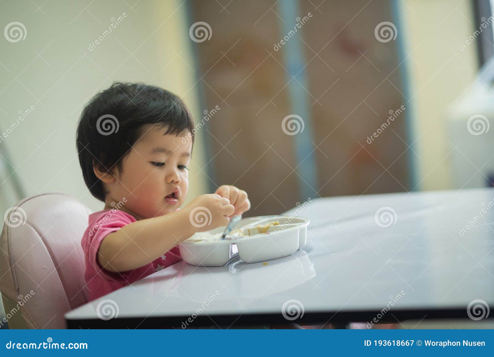 Cute Baby Eating on the Table, Baby Concept Stock Image - Image of food ...