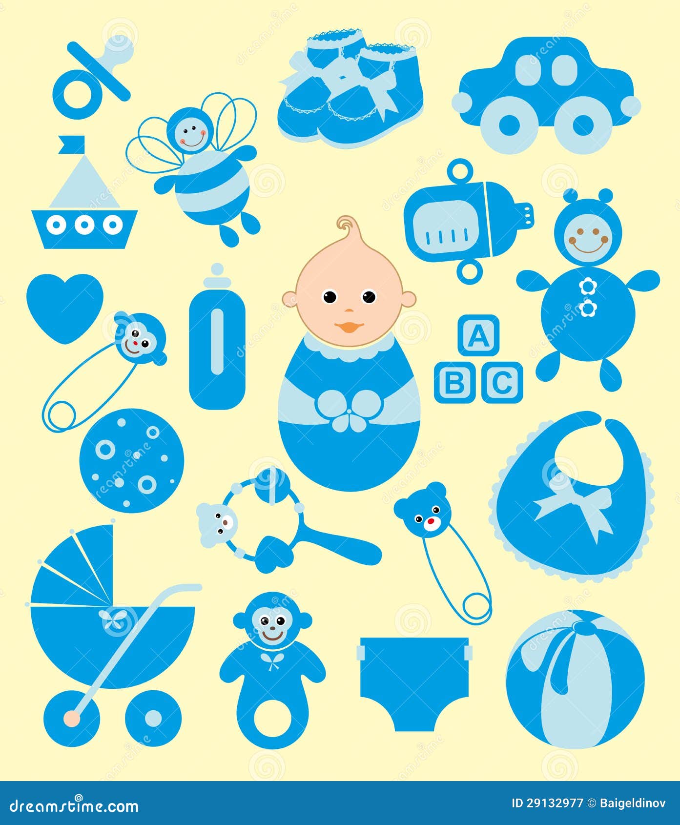 Cute baby elements. stock vector. Illustration of drawing - 29132977
