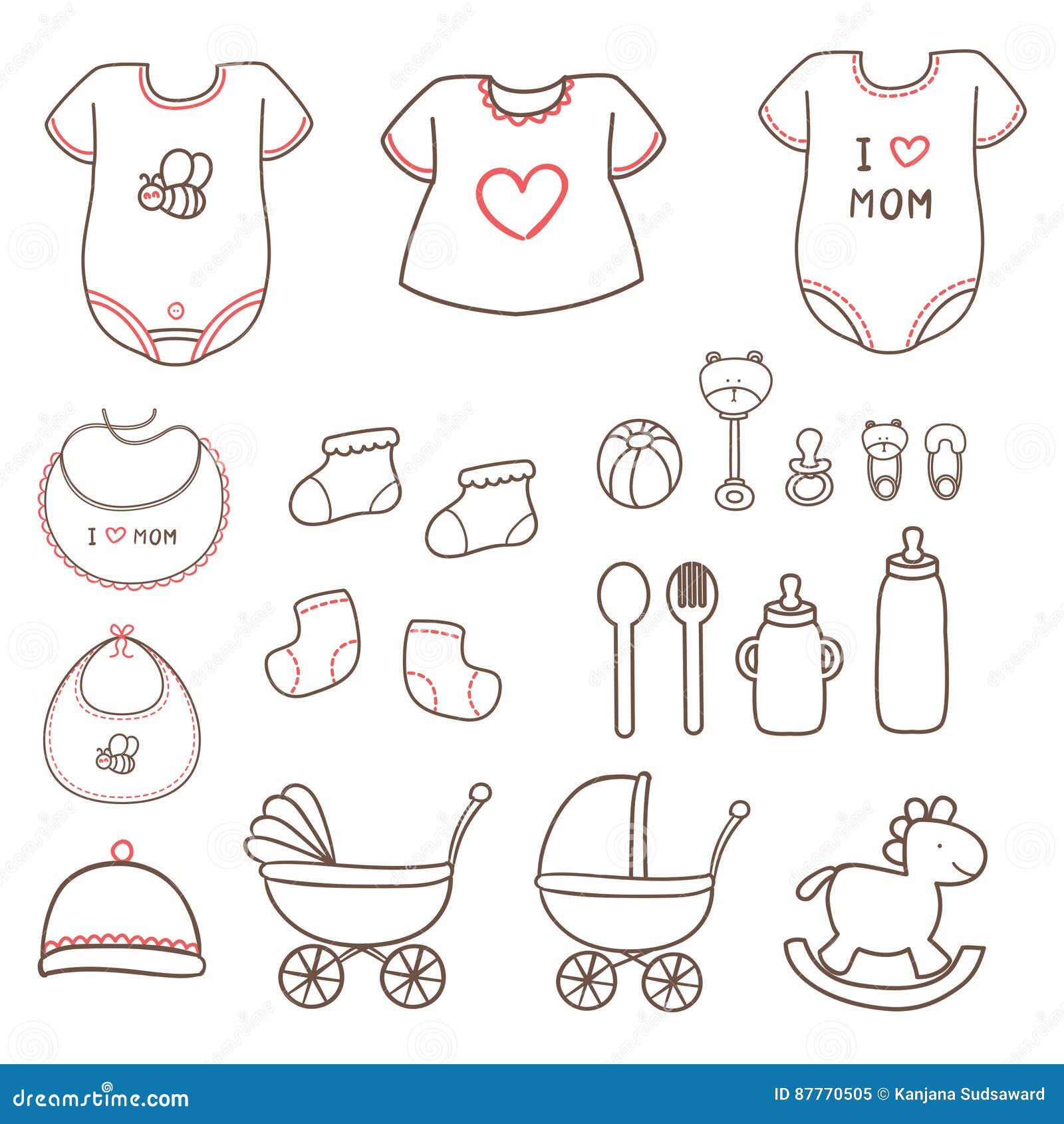 Cute baby elements set stock vector. Illustration of girl - 87770505