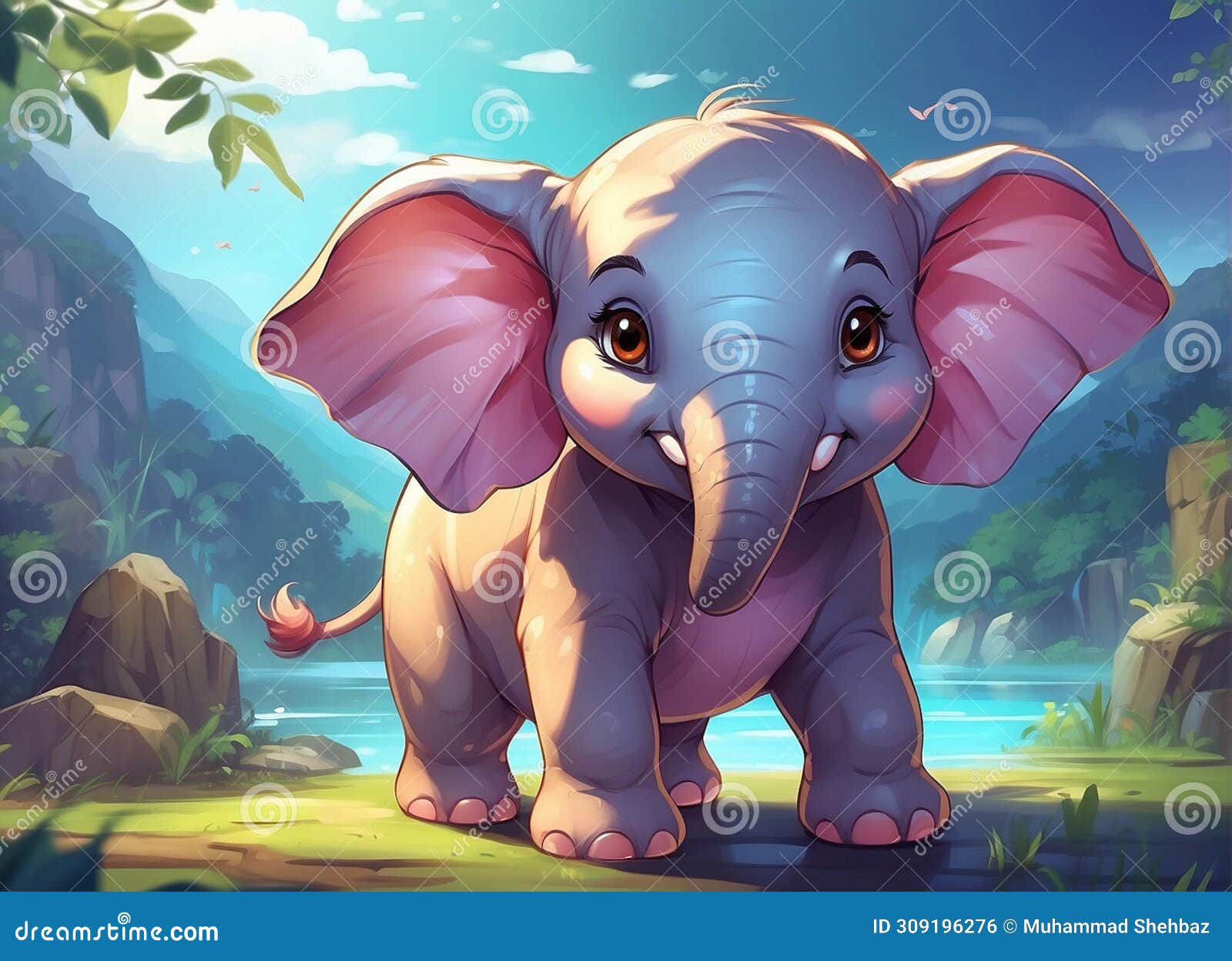 Cute Baby Elephant Cartoon Image Stock Illustration - Illustration of ...