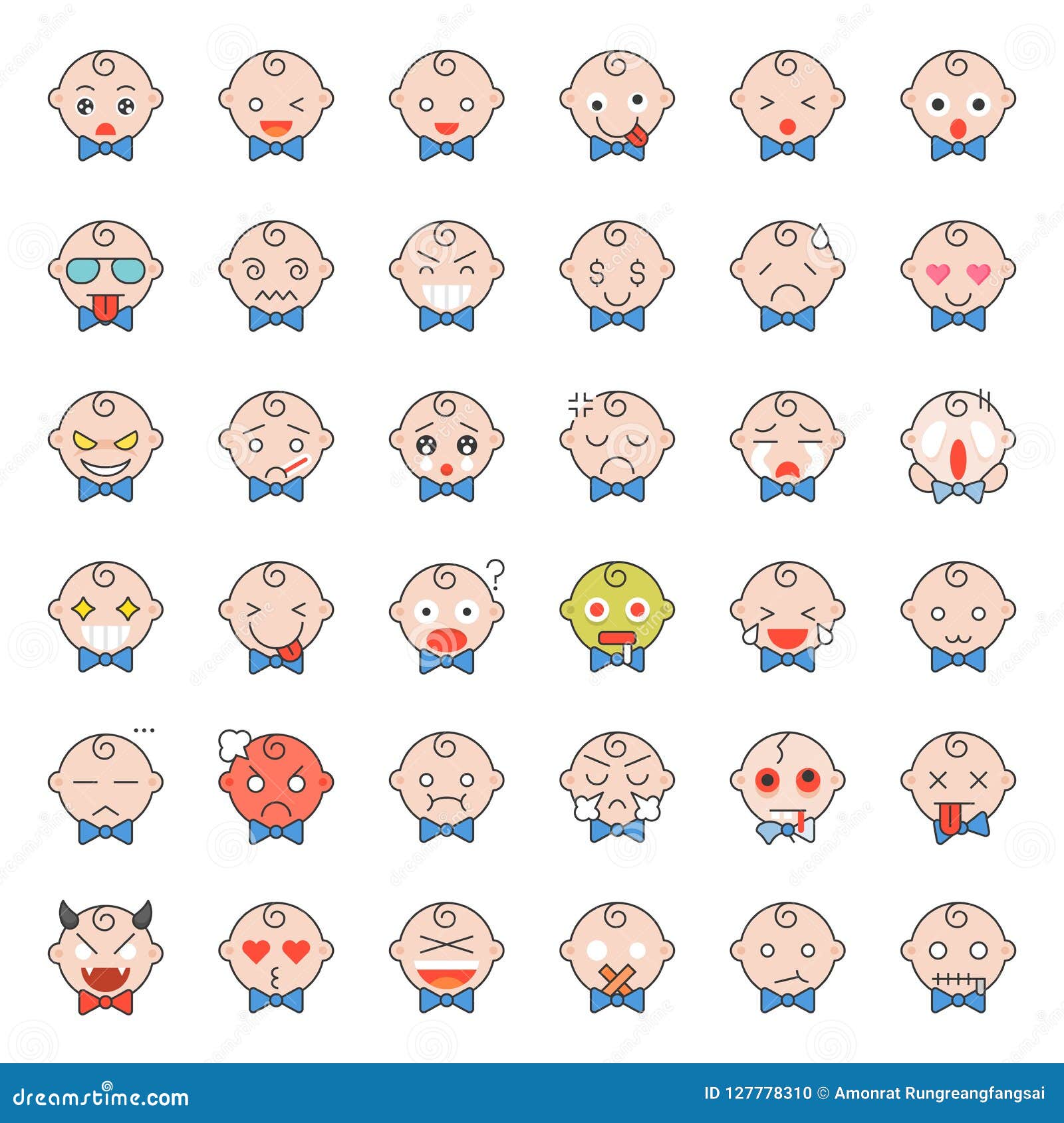 Baby Emoticon, Kids Emoji. Cartoon Characters. Faces Childen With ...