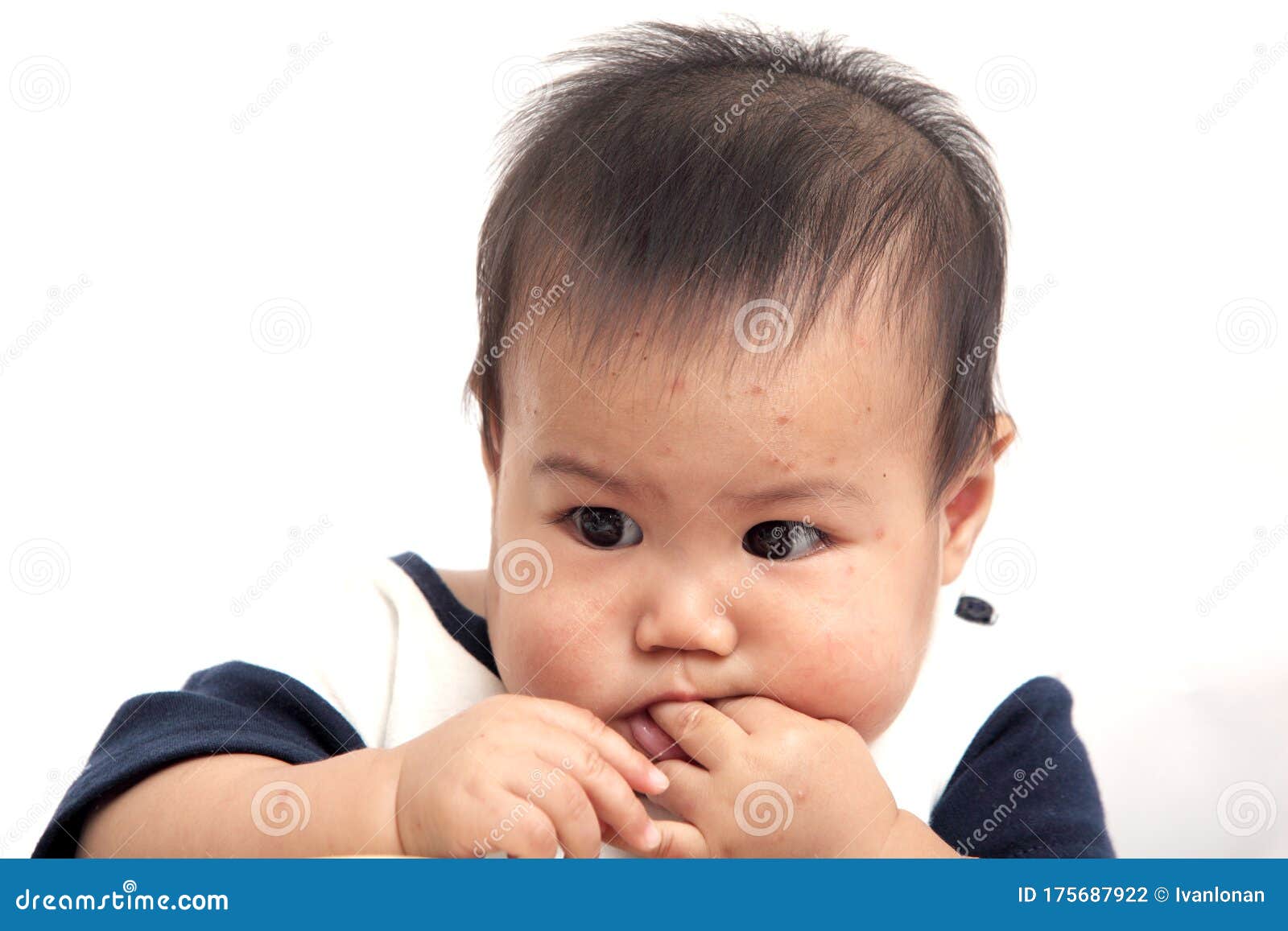 Cute Baby Expression Isolated with White Stock Photo - Image of observe ...