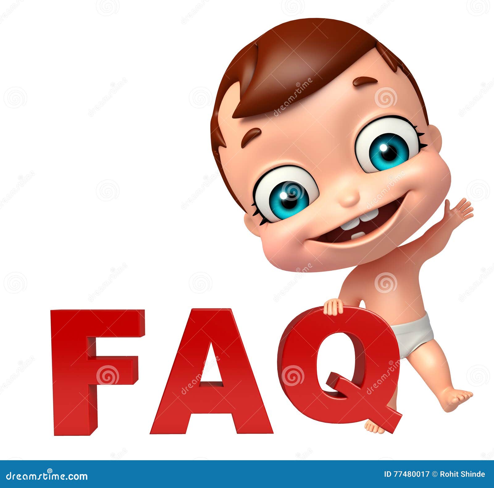 Cute baby with FAQ Sign stock illustration. Illustration of study ...