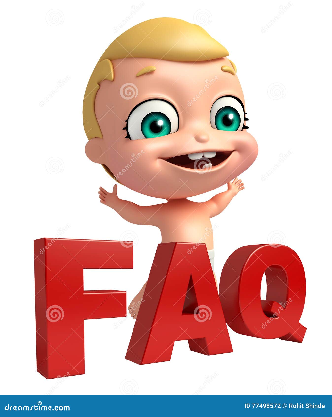 Cute baby with FAQ Sign stock illustration. Illustration of educational ...