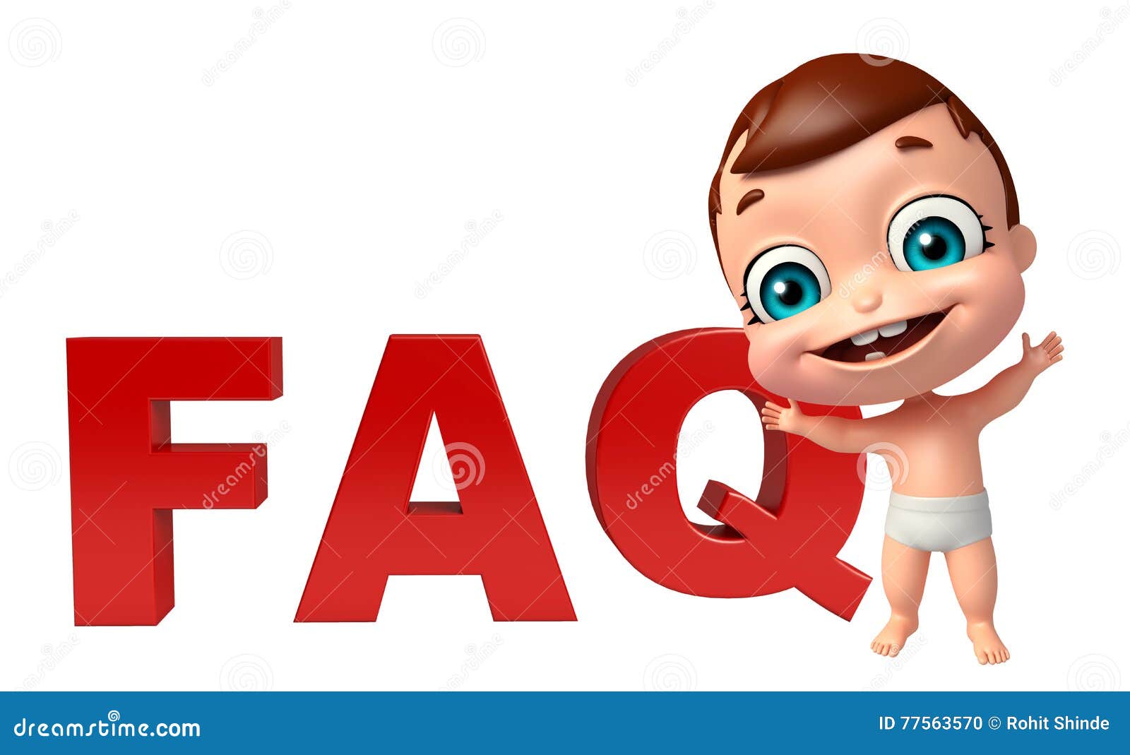 Cute baby with FAQ Sign stock illustration. Illustration of school ...