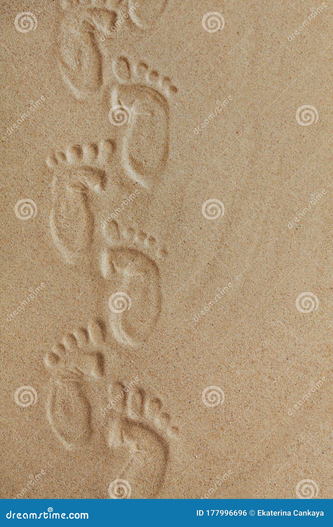 Cute Baby Footsteps on Sandy Beach with Space for Text or Design Stock ...