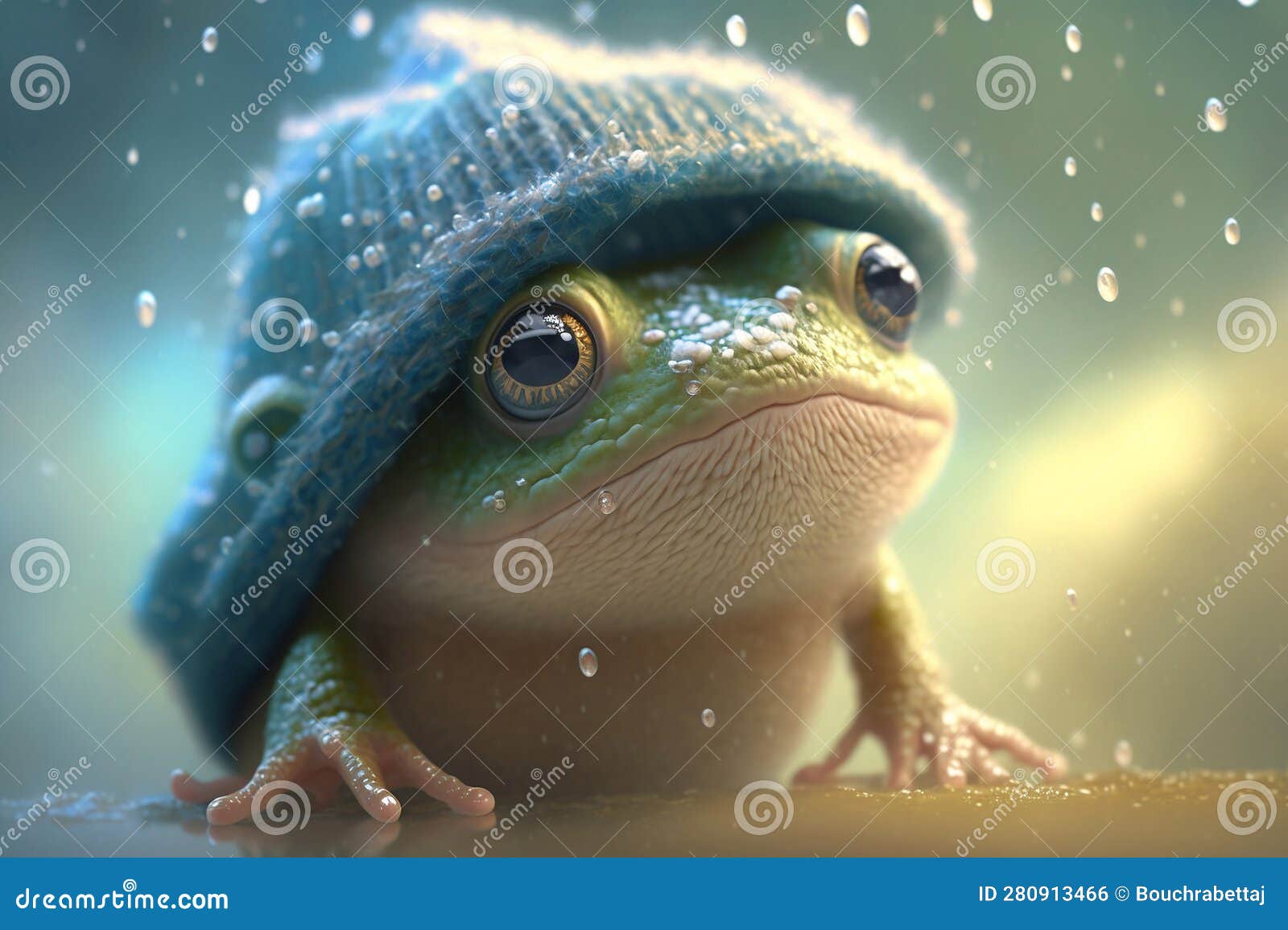 Cute Baby Frog Wearing a Hat Stock Illustration - Illustration of ...