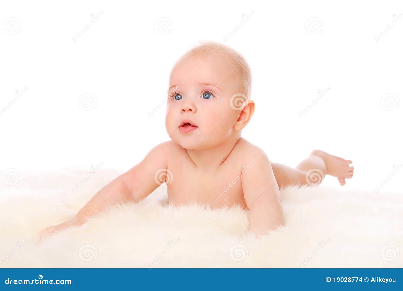 Cute baby on the fur stock photo. Image of born, happy - 19028774