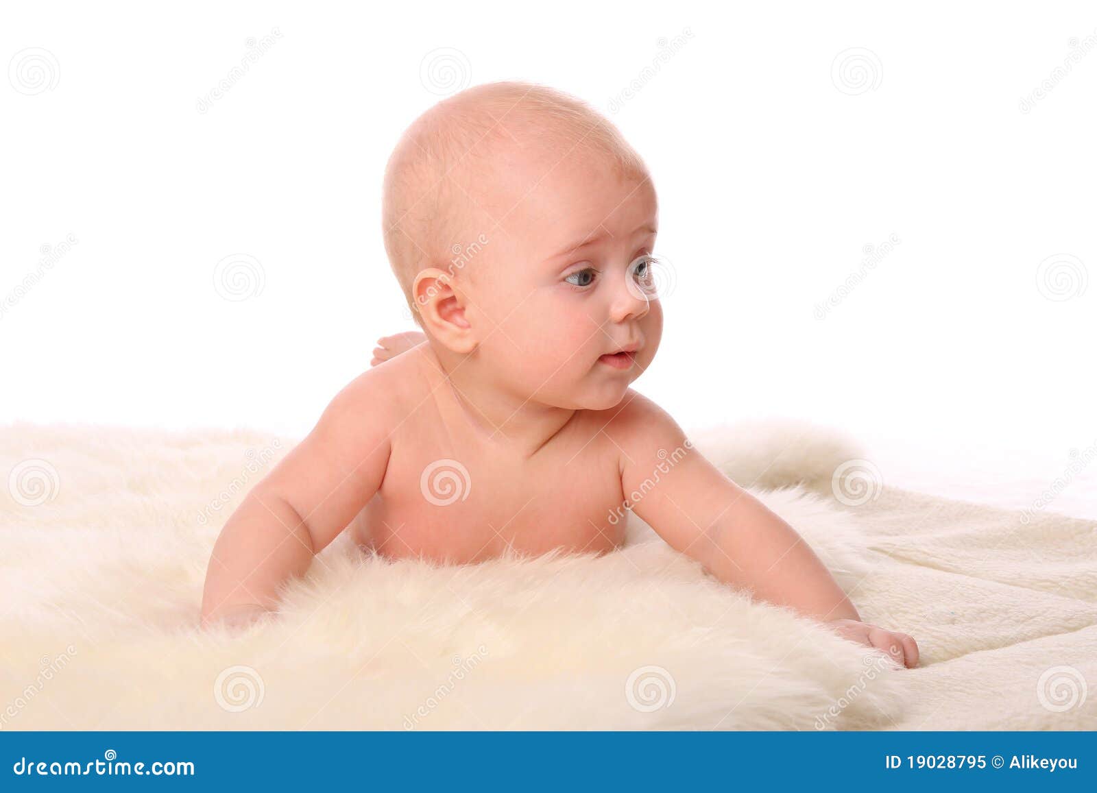 Cute baby on the fur stock image. Image of lying, daughter - 19028795