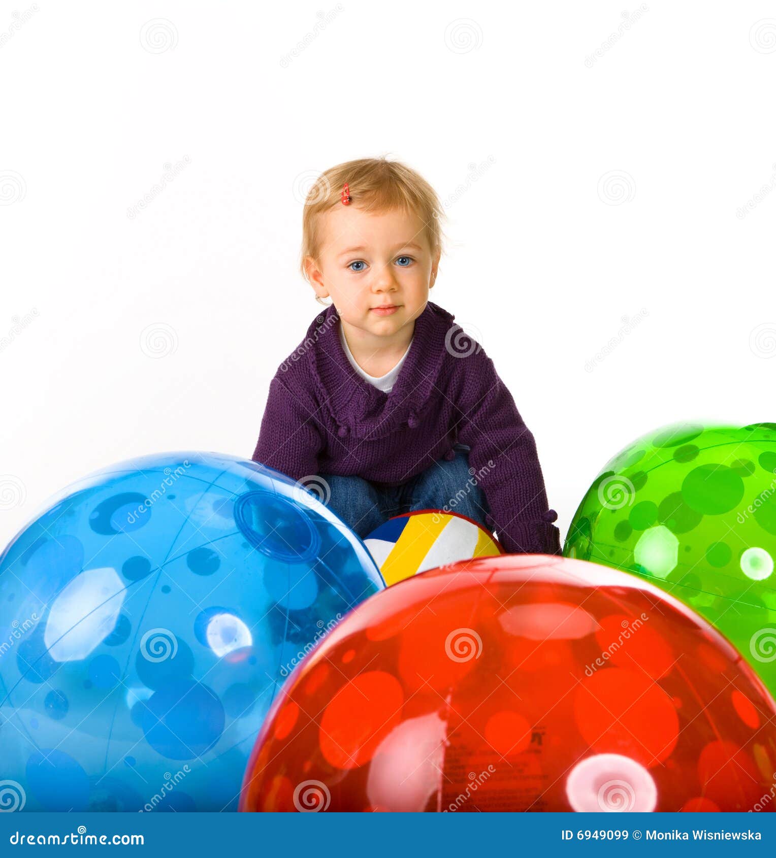 Cute Baby Girl and Balls stock image. Image of colourful - 6949099