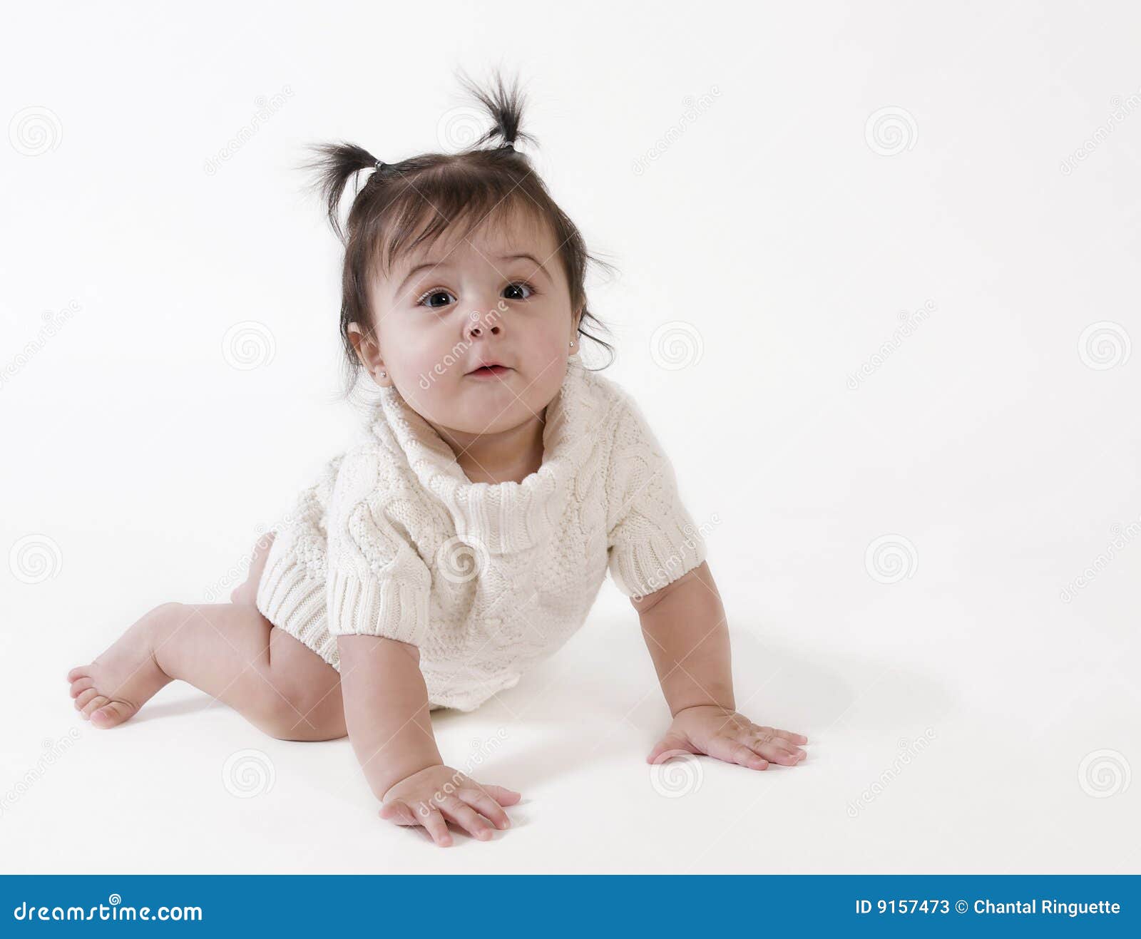 Cute baby girl crawling stock image. Image of young, innocent - 9157473