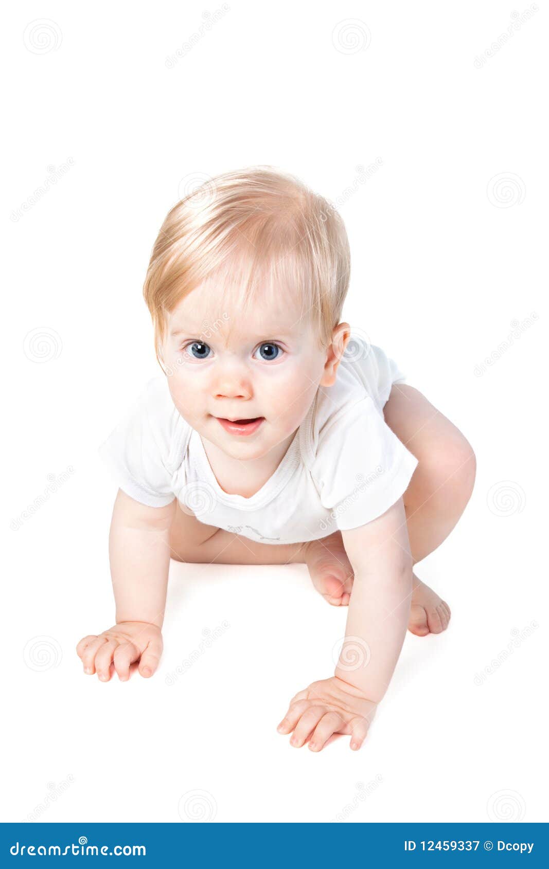 Cute baby girl crawls stock image. Image of infante, baby - 12459337