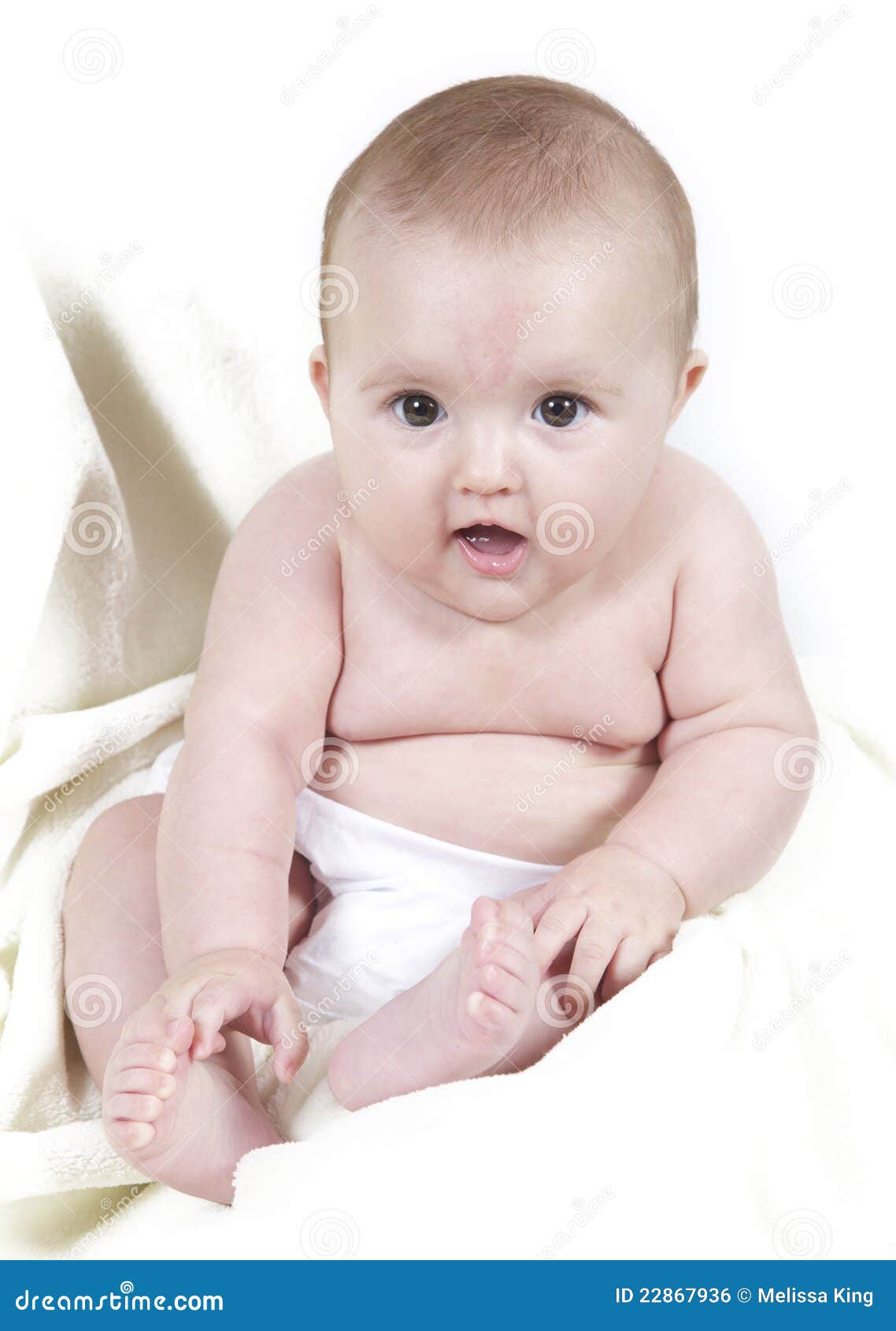 Cute baby girl in diaper stock photo. Image of cosy, looks - 22867936
